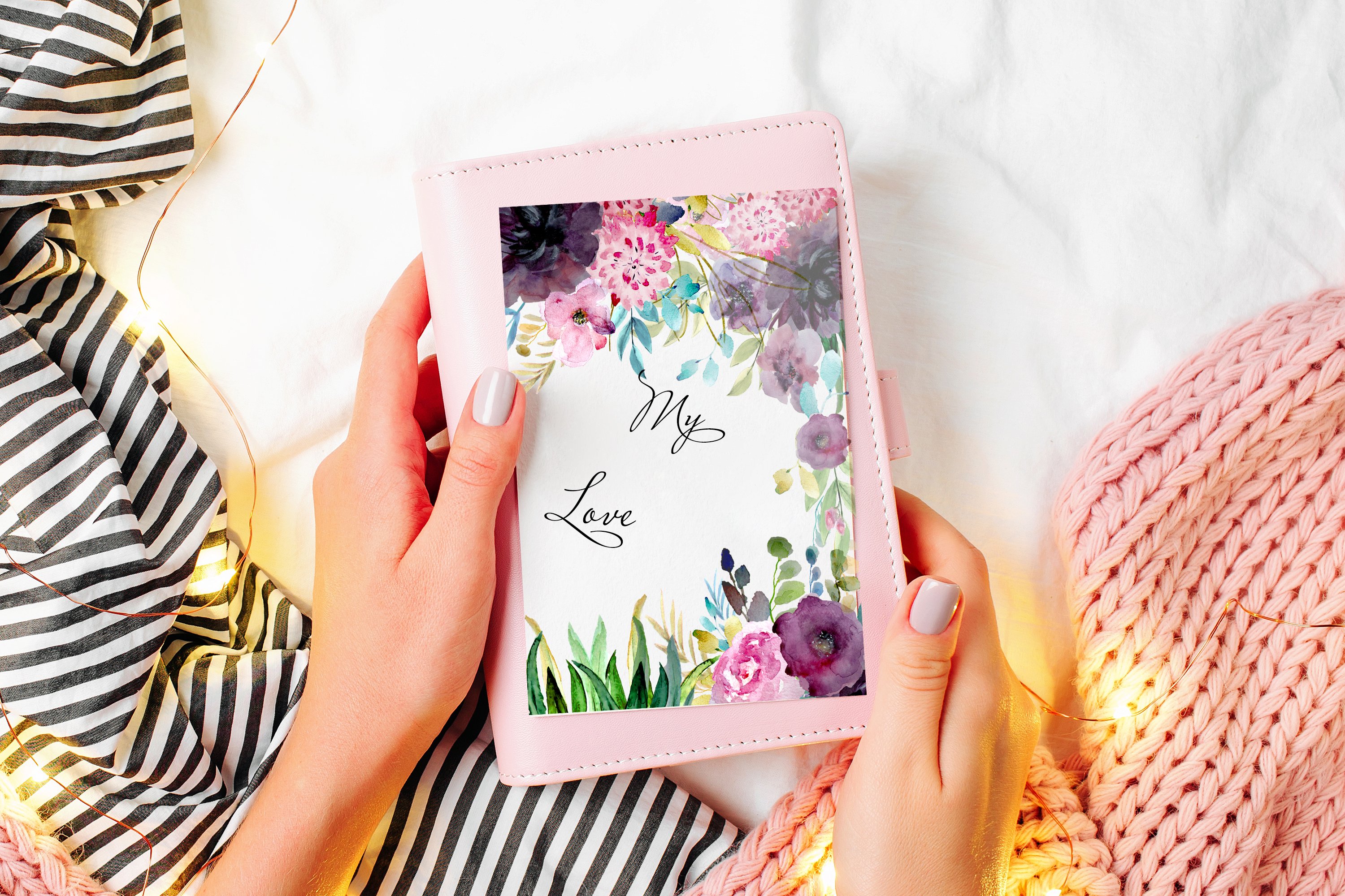 Love Watercolor floral clipart design invitation (437811) | Elements ...