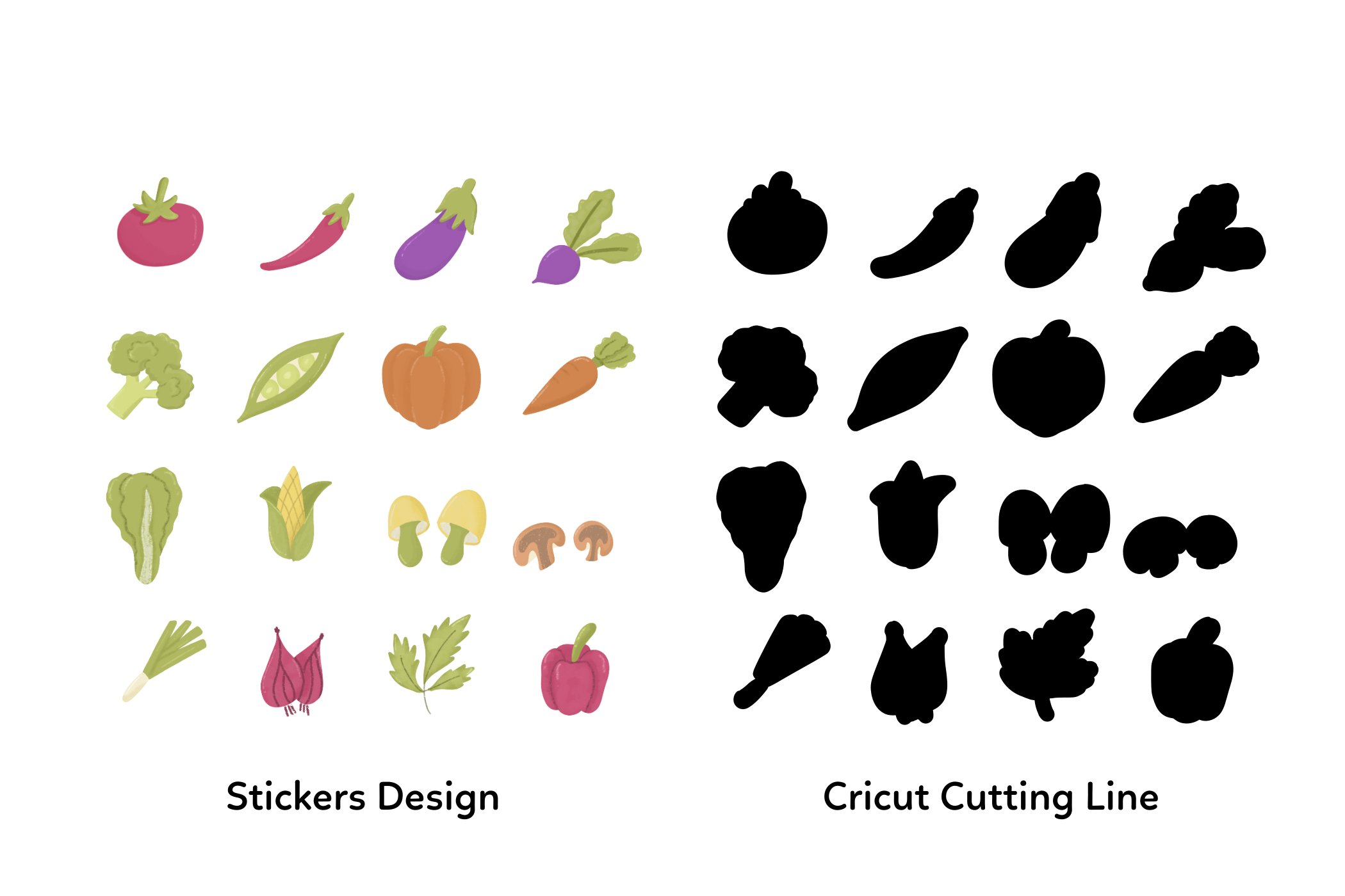 Vegetables Printable Stickers Sheet (940696) | Stickers | Design Bundles