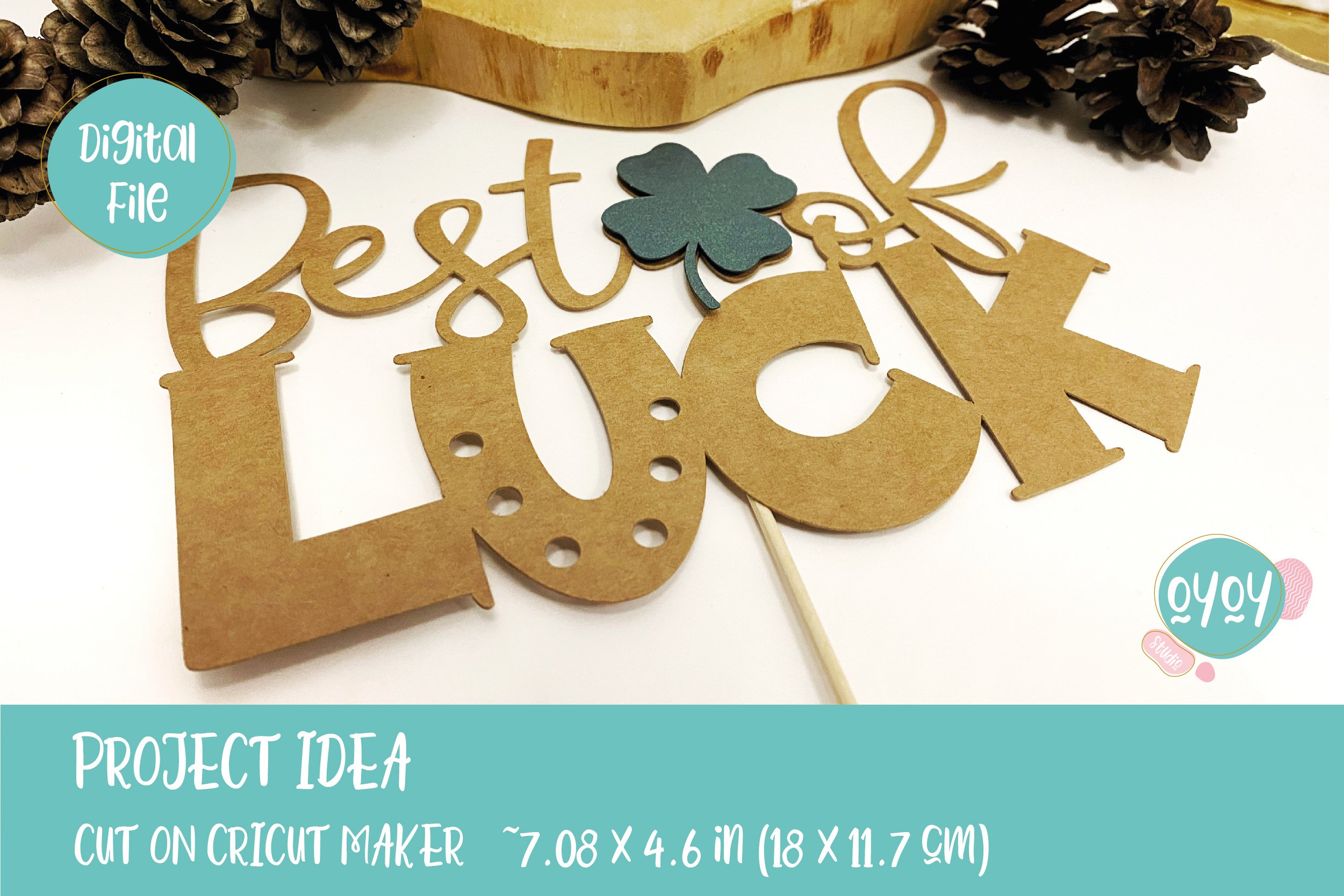 Best of Luck Cake Topper SVG with Clover (1100255) | Cut Files | Design ...