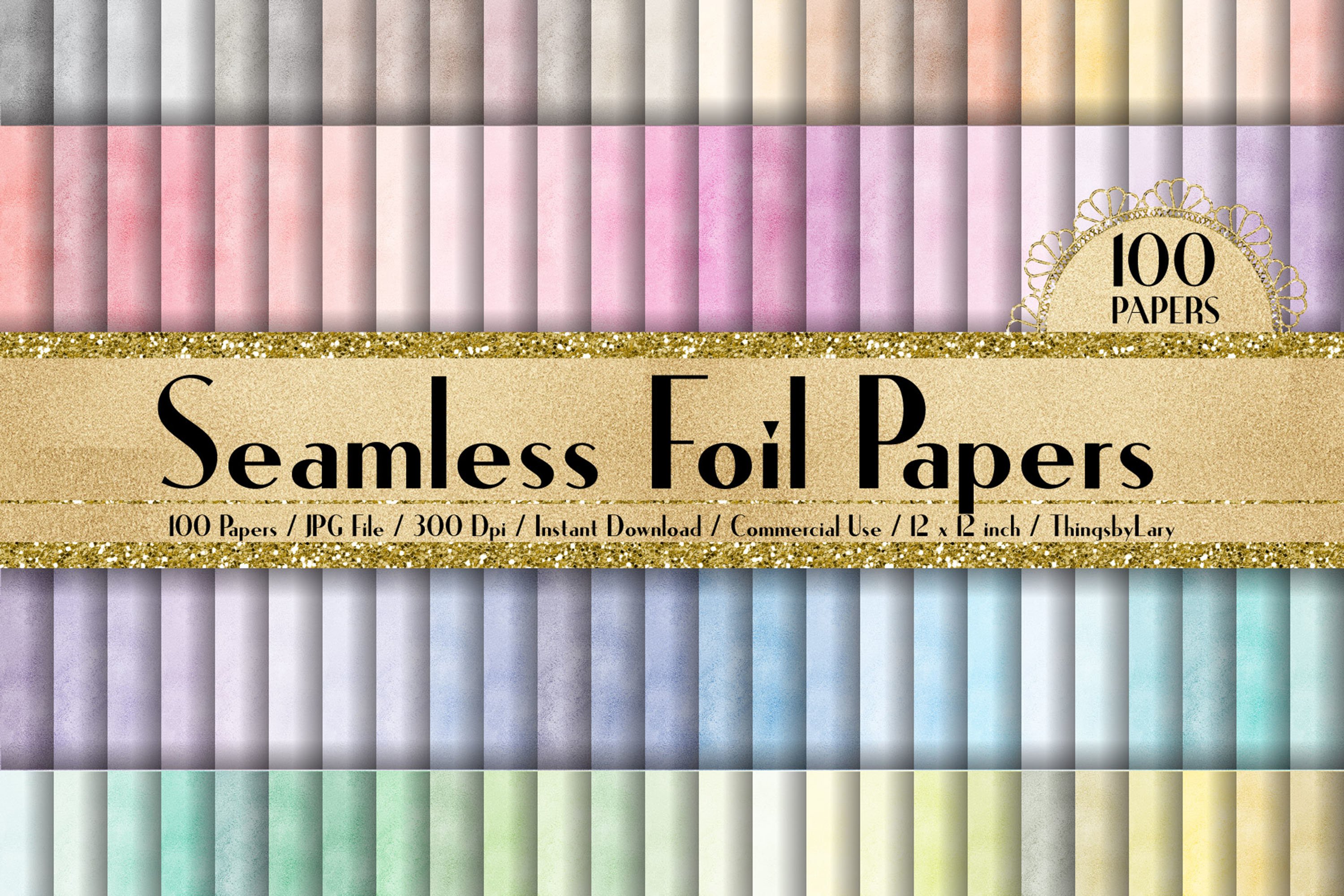 100 Seamless Shimmer Foil Texture Digital Papers (133684) | Digital ...