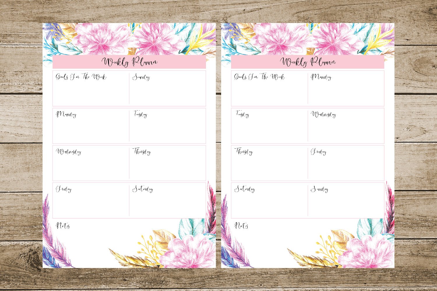 Flowers and Feathers Digital Planners