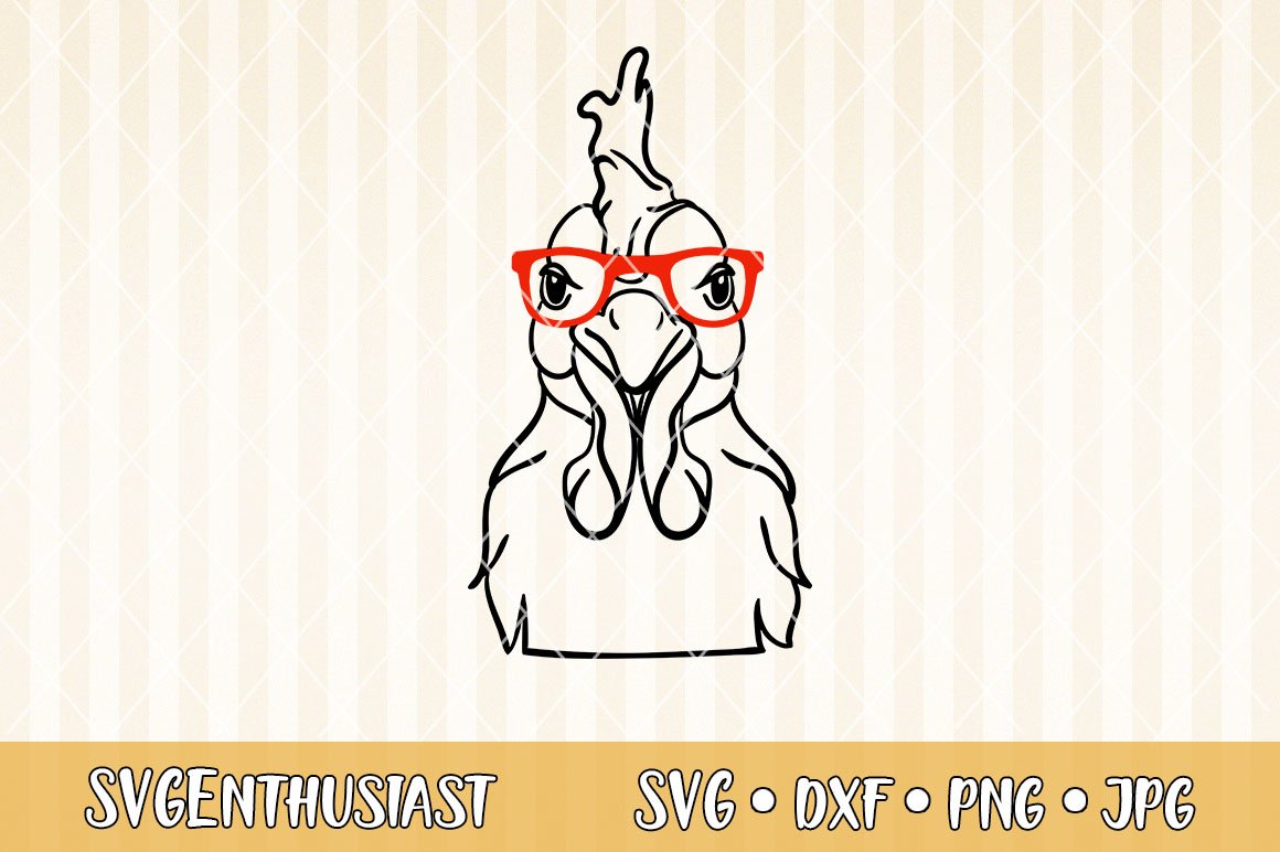 Cute hand-drawn Chicken with a glasses SVG cut file (295595) | SVGs ...