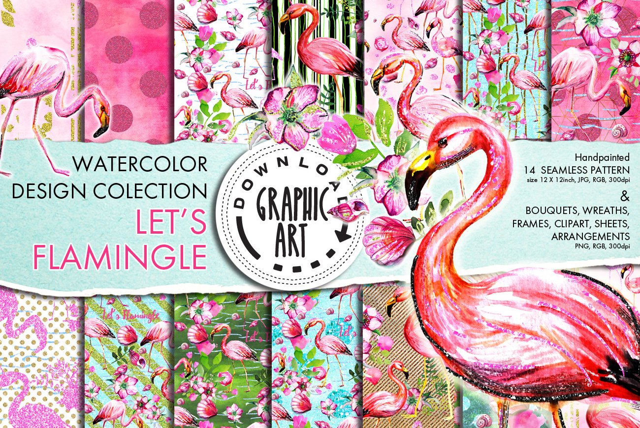 Lets Flamingle (107404) | Patterns | Design Bundles