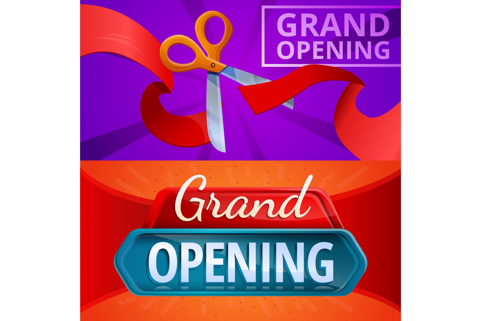 Launch event banner set, cartoon style (568117) | Illustrations ...