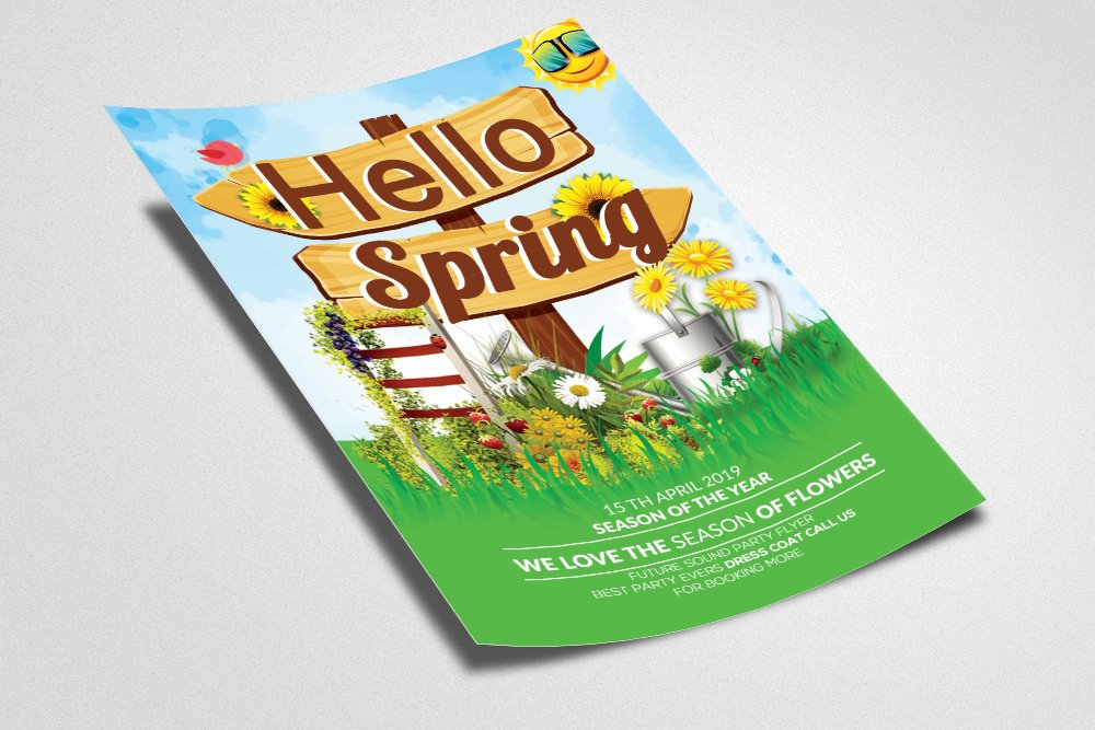 Hello Spring Flyer Template (229795) | Flyers | Design Bundles