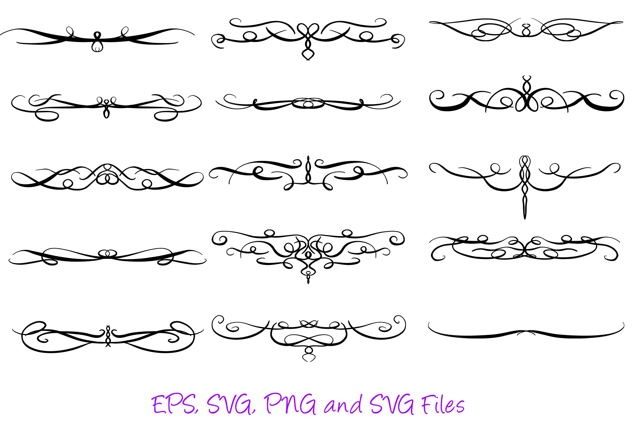 120 Swirl Borders Separator Dividers & Flourishes Collection (1255490 ...