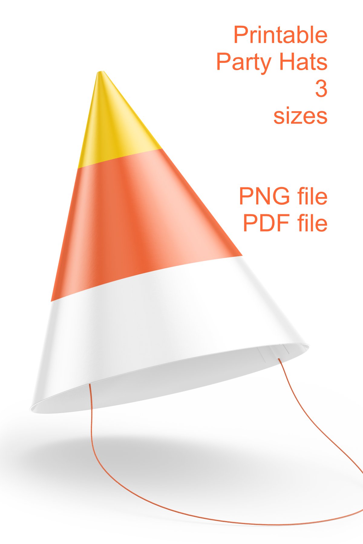 Printable Candy Corn Colors Party Hats Wide Striped Cone Hat