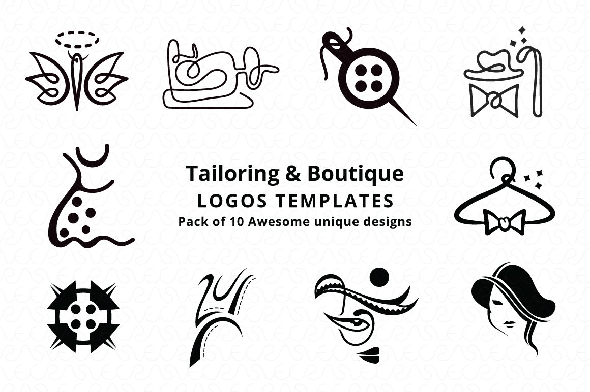 Tailoring & Boutique Logo Templates Pack of 10 (195116) | Logos ...