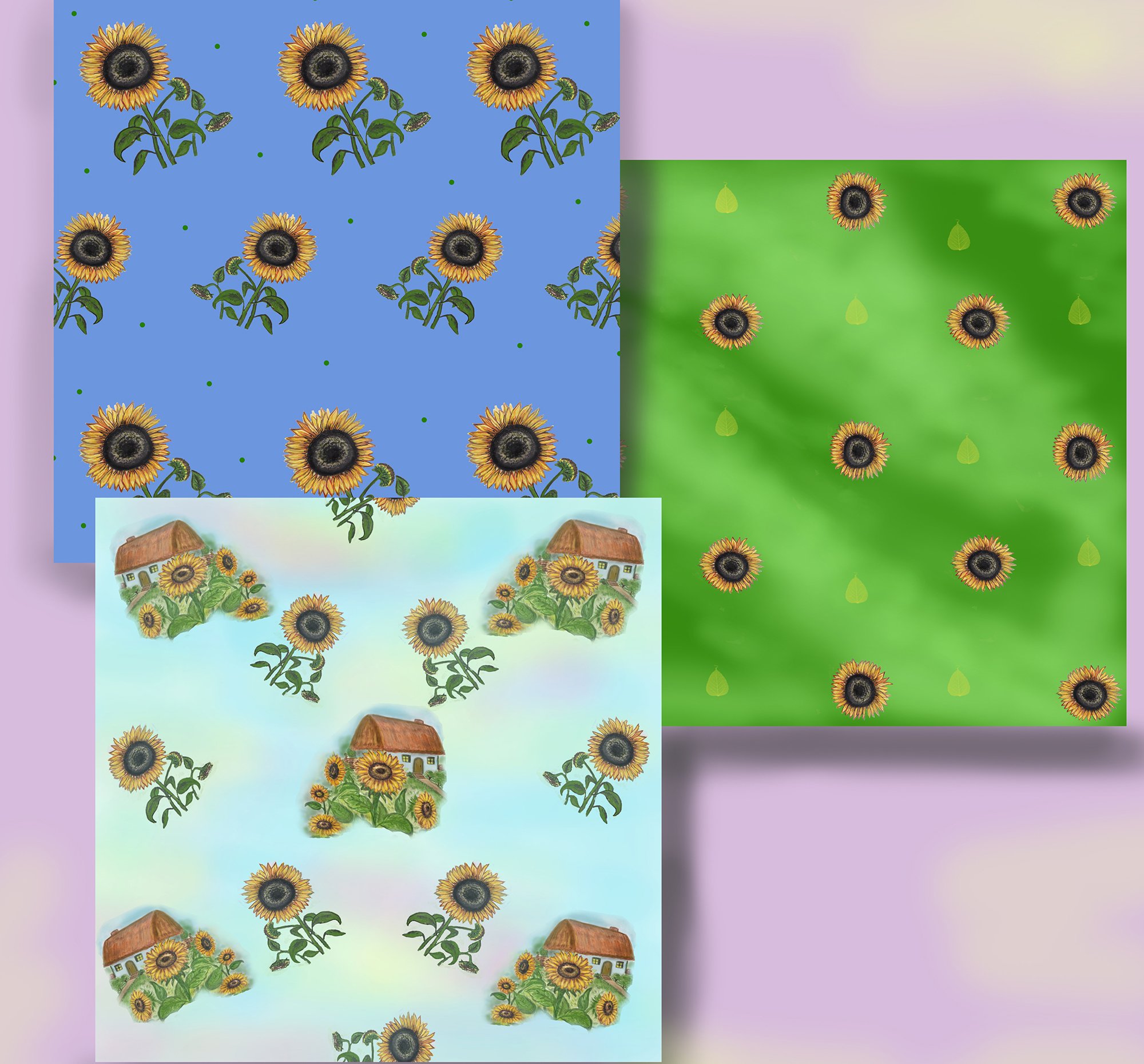 Sunflowers digital paper, set 7 pcs, rustic digital paper (153676 ...