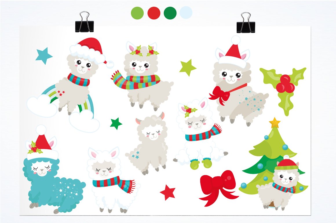 Christmas Llamas icons graphics and illustrations