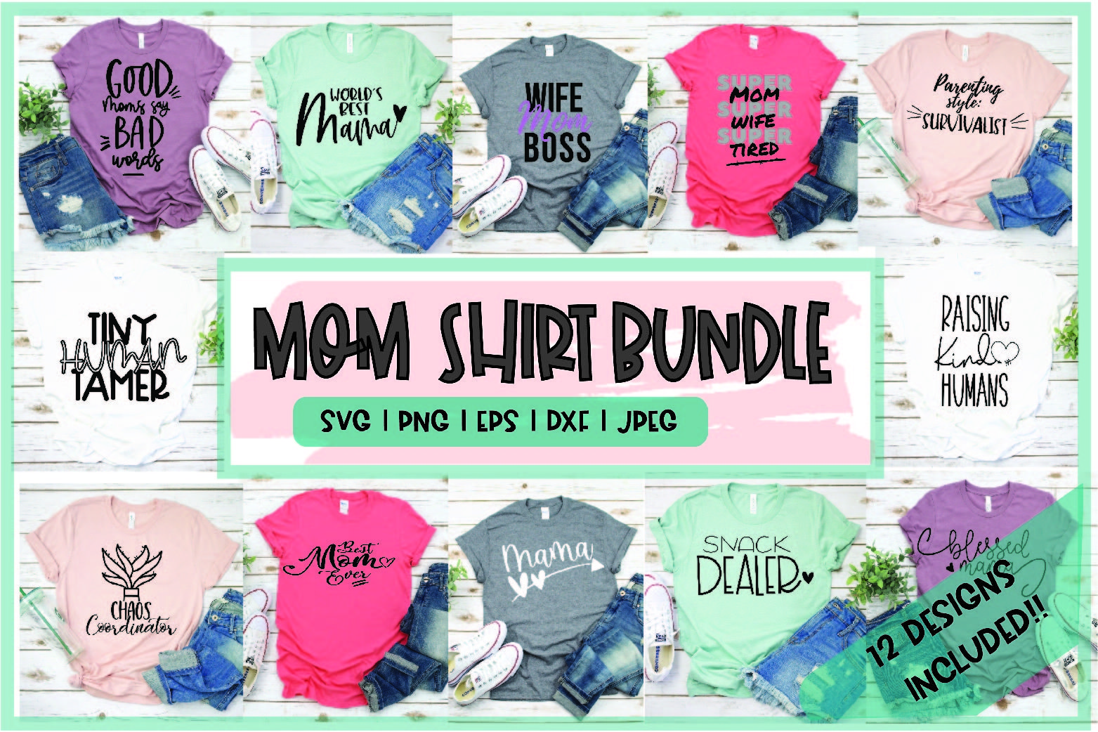 Mom Shirt SVG bundle, Mom life shirts, 12 designs (806200) | Cut Files ...