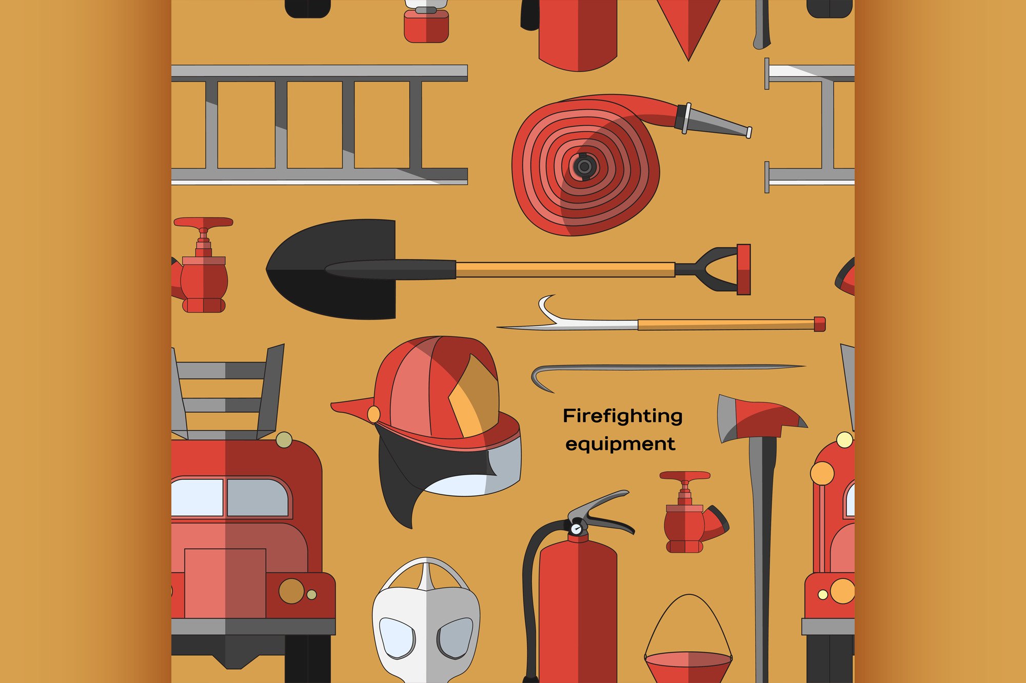 Set icons of firefighting equipment pattern (663029) | Illustrations ...