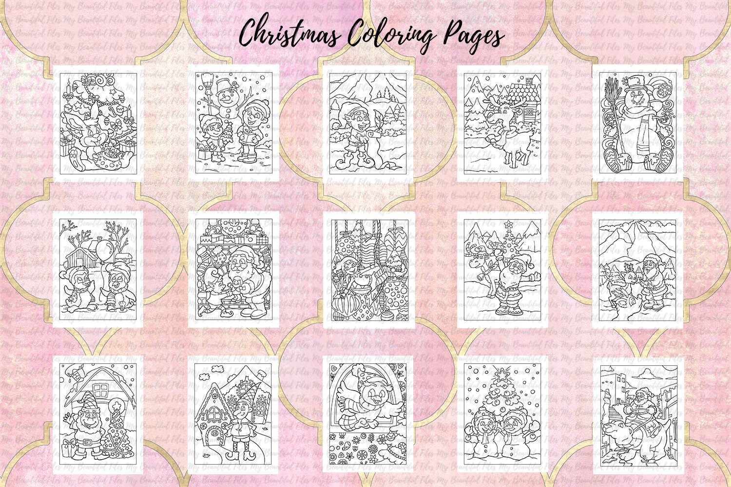 Coloring Pages For Kids - 15 Christmas Pages (304593) | Illustrations ...