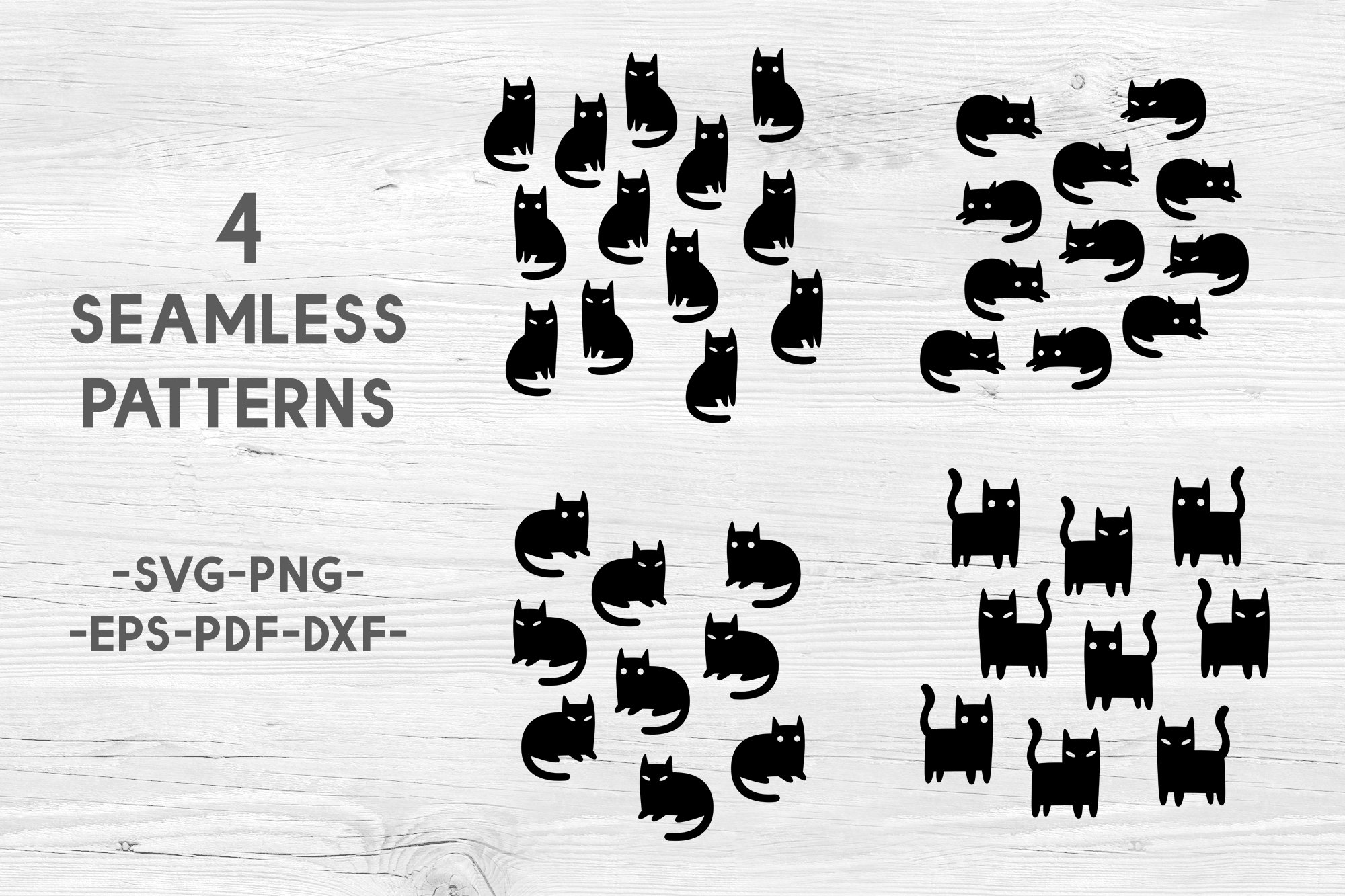 Cat pattern svg Black cat svg Cat digital paper bundle