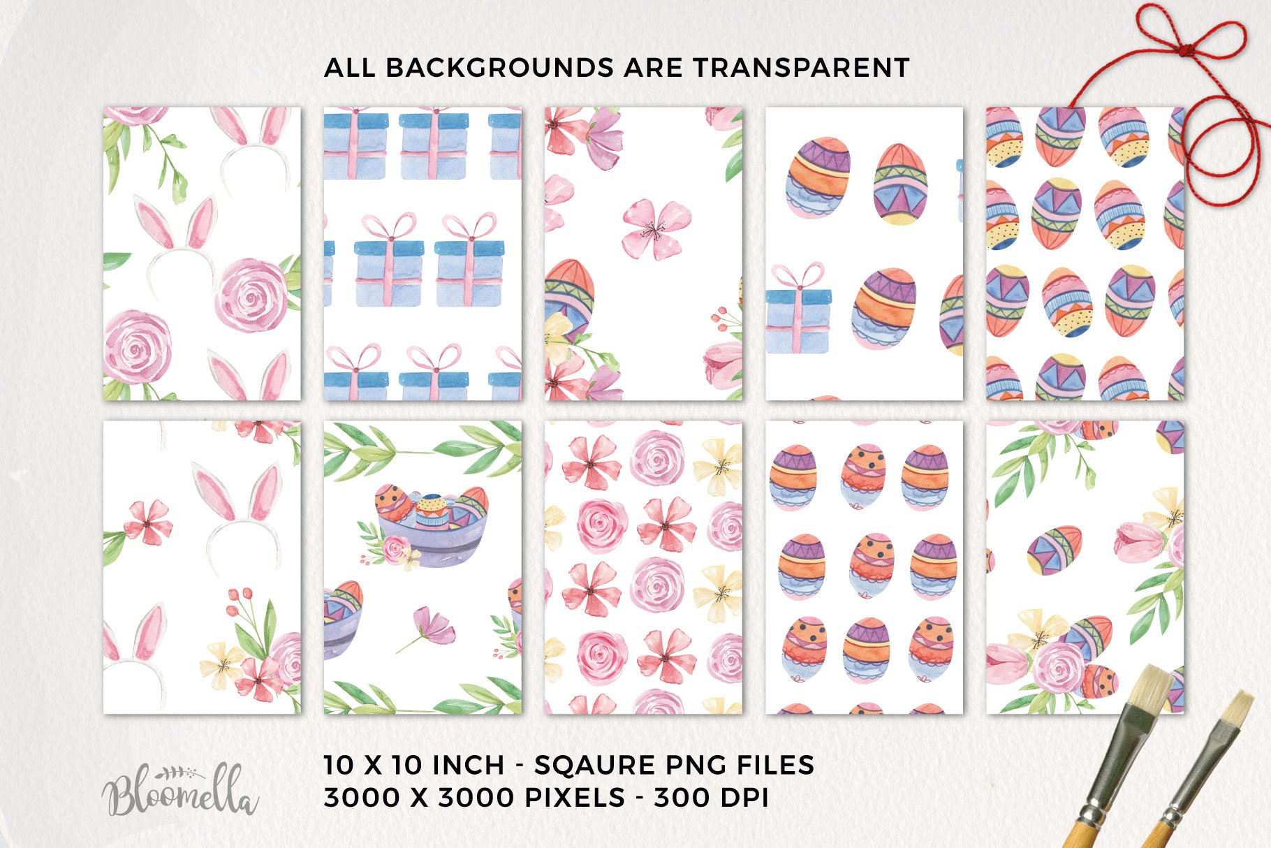 Easter Seamless Patterns Digital Paper Watercolor Florals