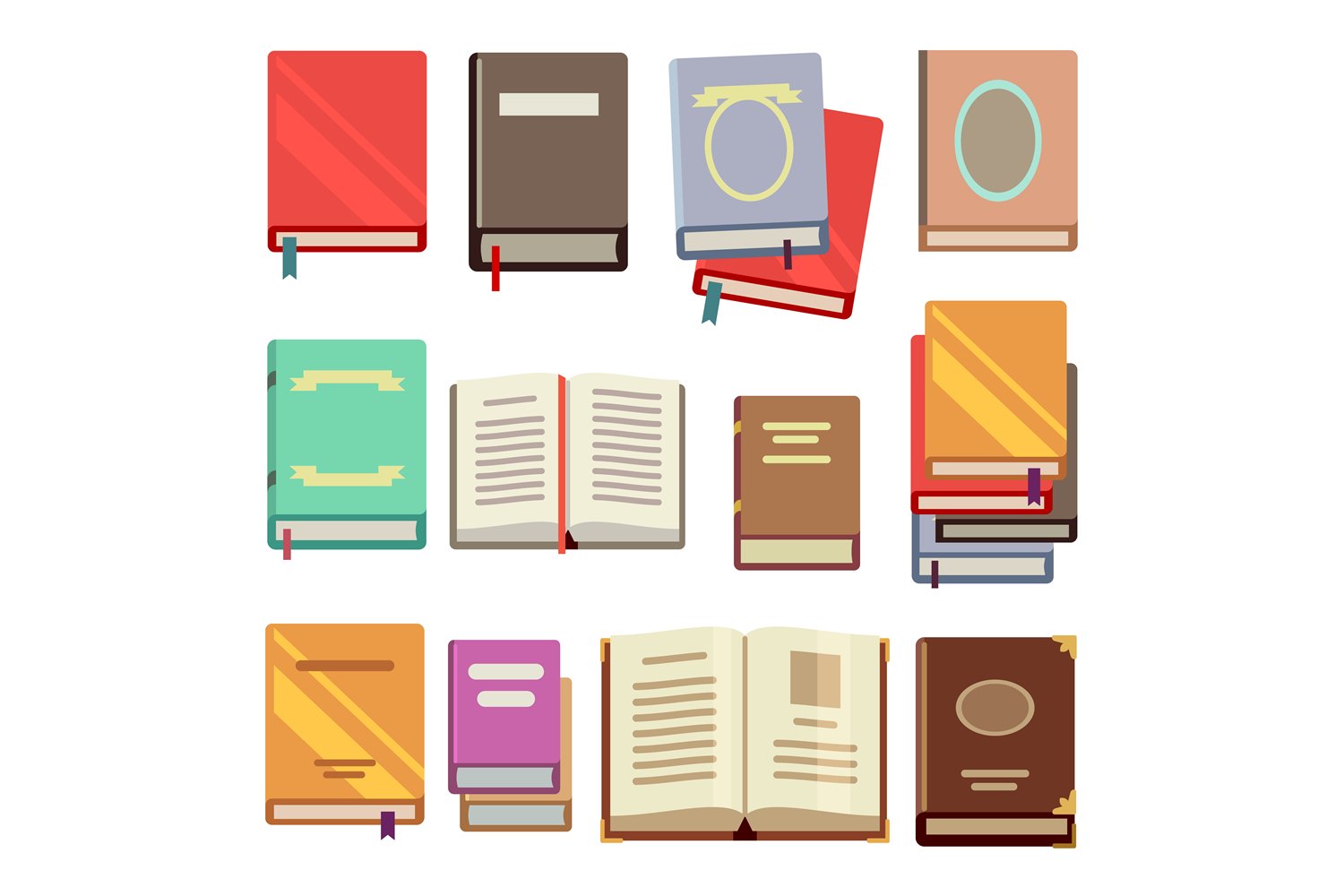 School text book flat icons (765830) | Illustrations | Design Bundles