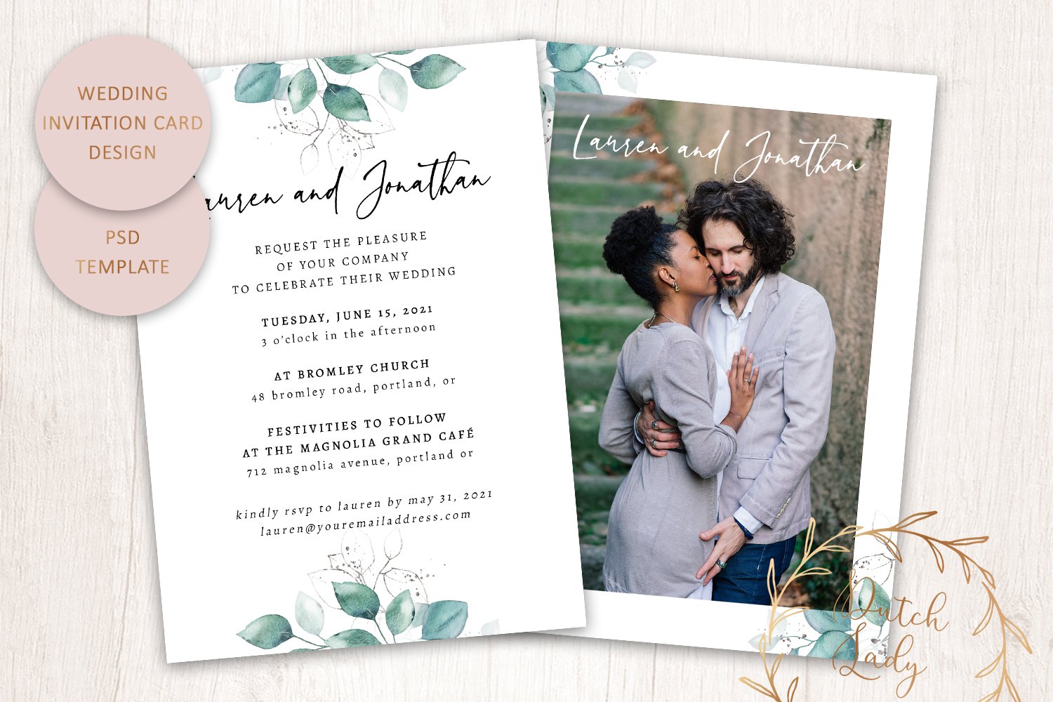 PSD Wedding Invitation Card Template Double Sided 1