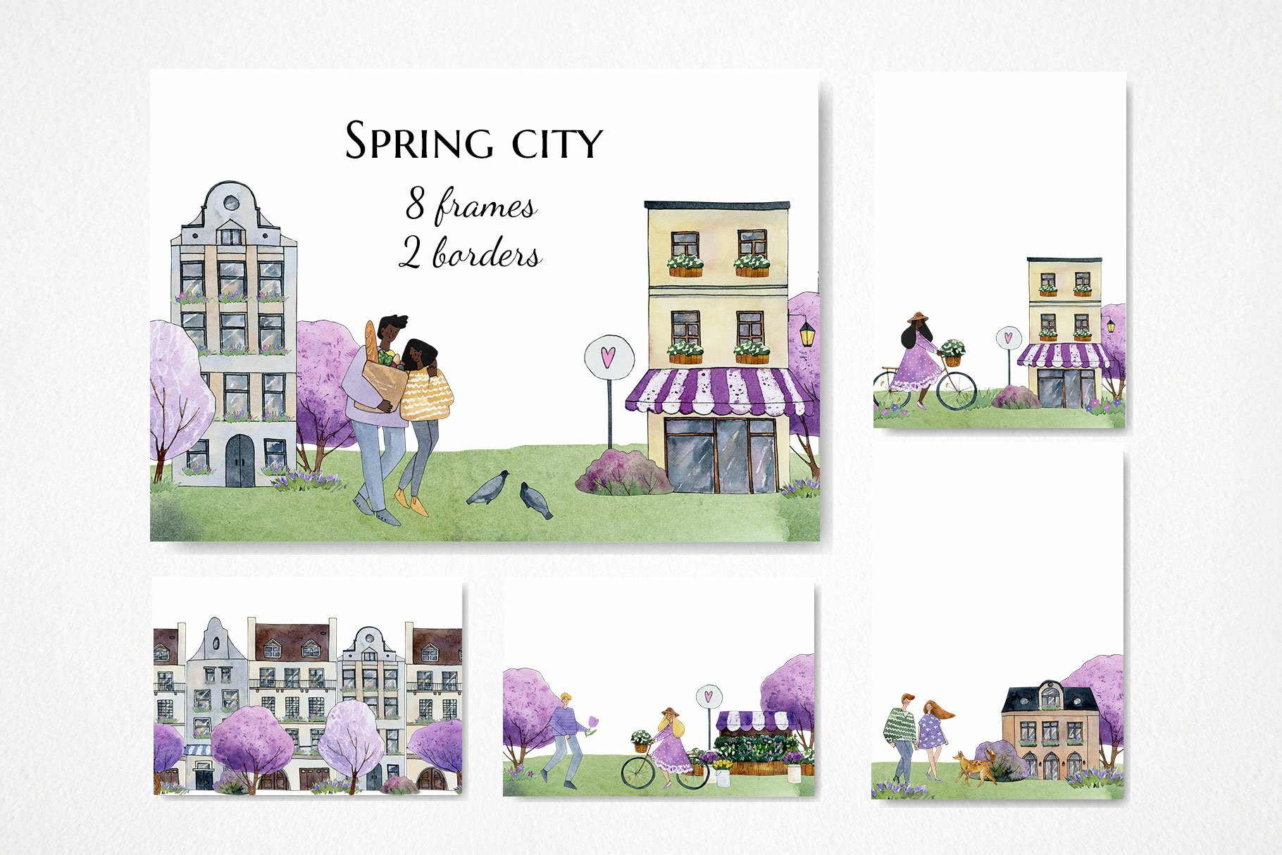 couple love story frame png, watercolor house border clipart (1812075 ...