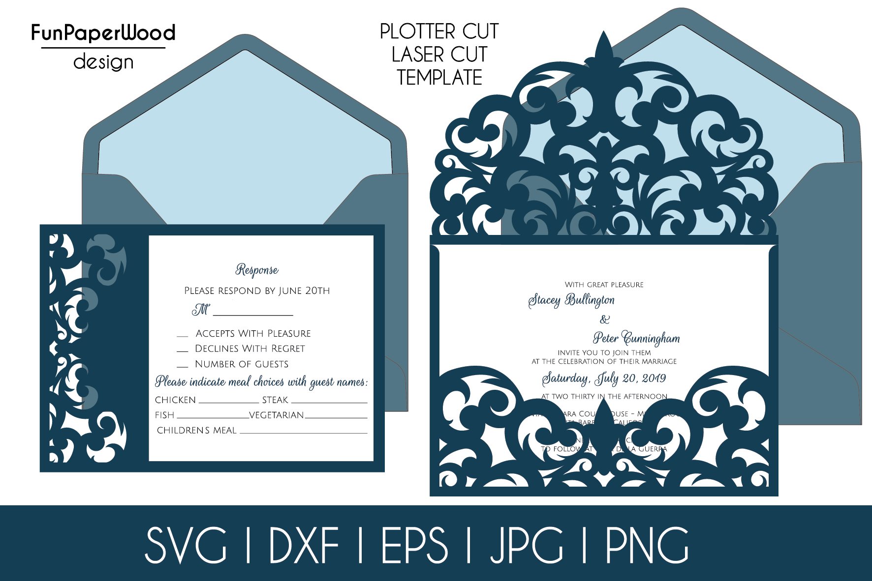 Lace envelope A7 5x7 in Wedding Invitation SVG DXF EPS (1457044) | SVGs ...