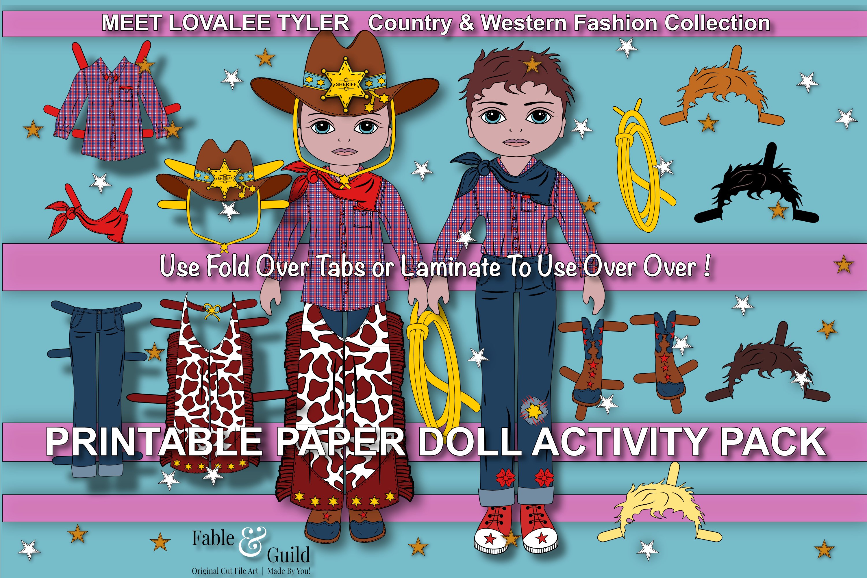 Cowboy Paper Doll Template Vintage Paper Doll Printable PDF • Roy
