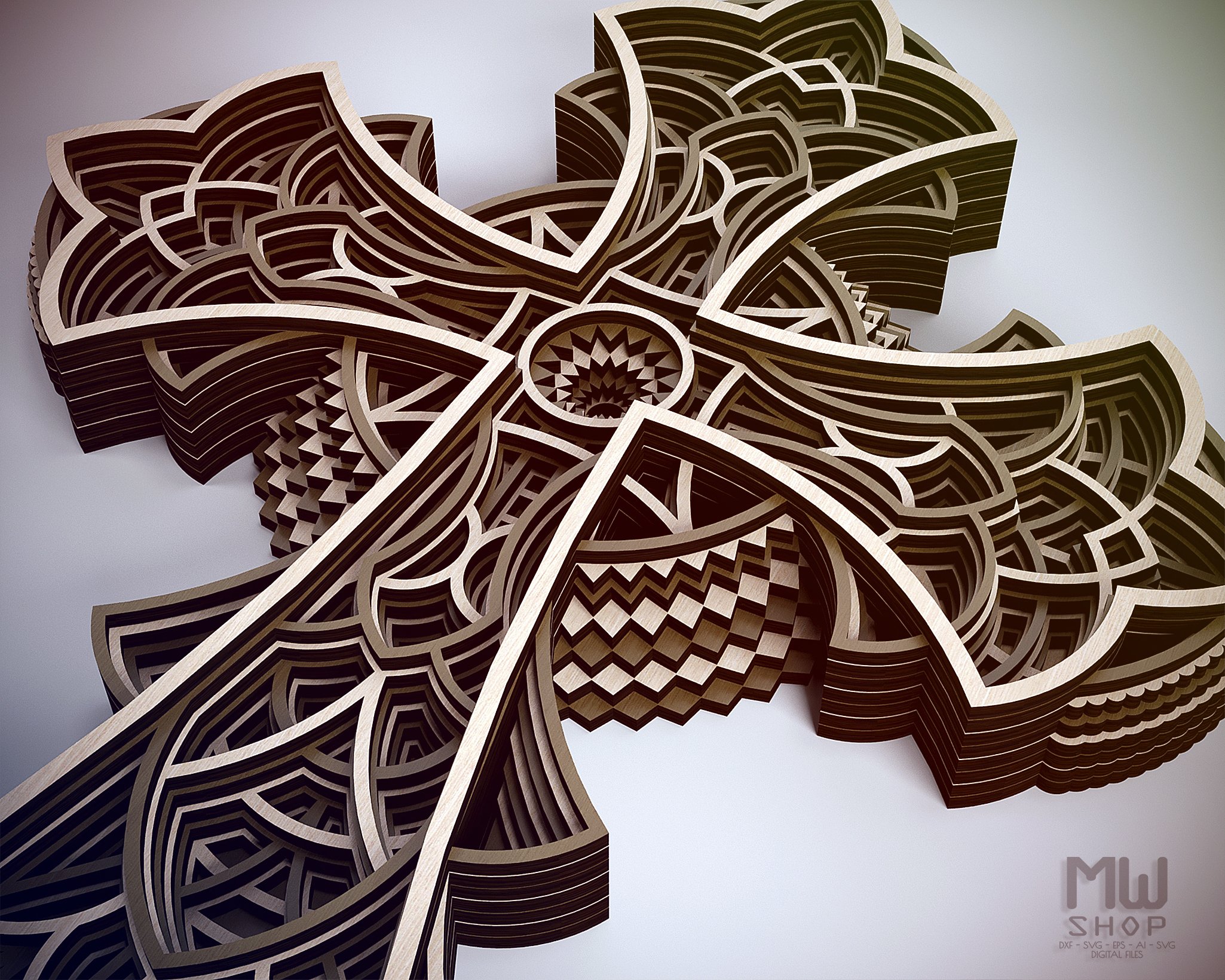 Cr10 - Religious Cross, Layered Cross DXF pattern, Cross SVG (728896 ...