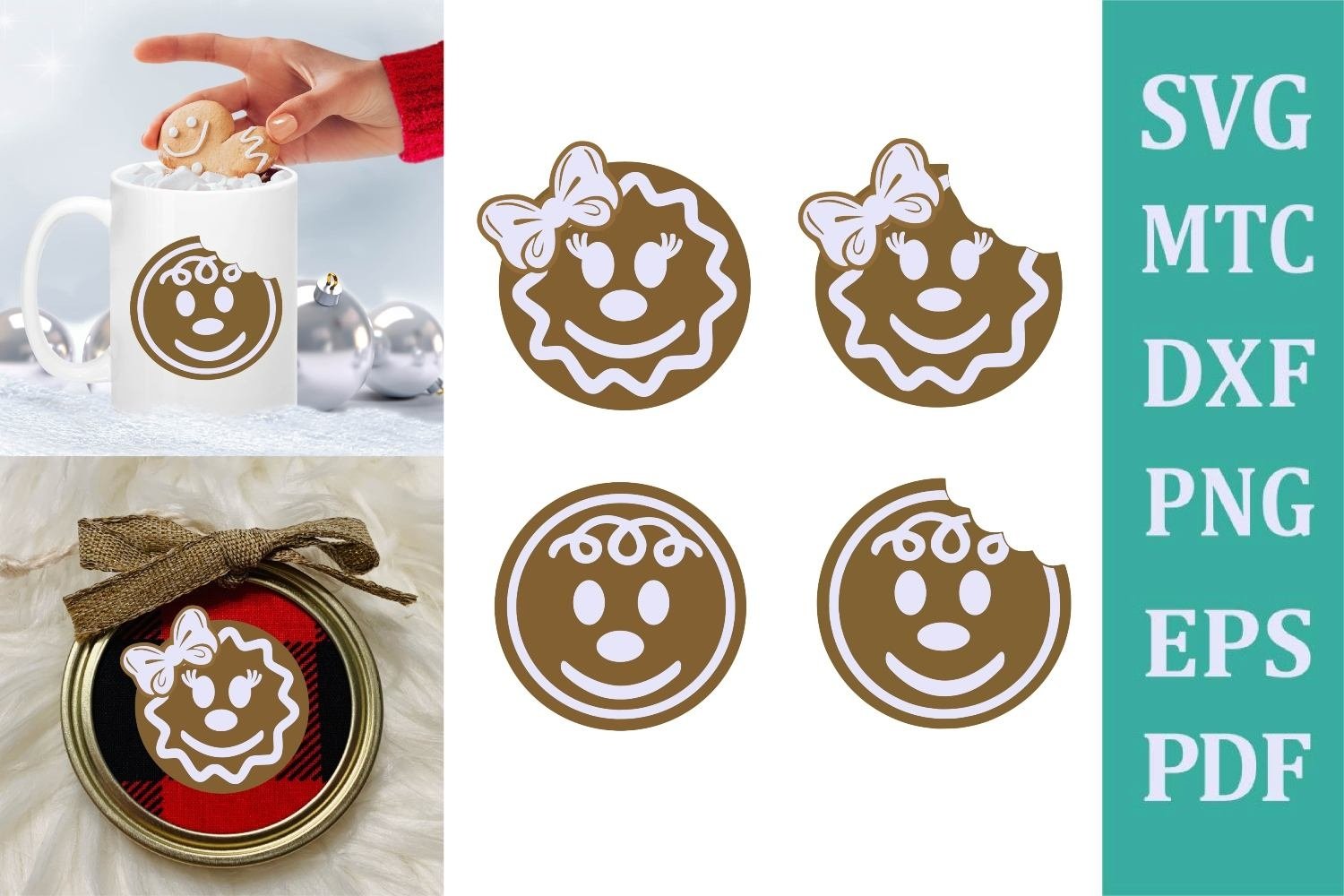 Christmas Gingerbread Cookie MINI BUNDLE 8 SVG Cut FileS (263370 ...