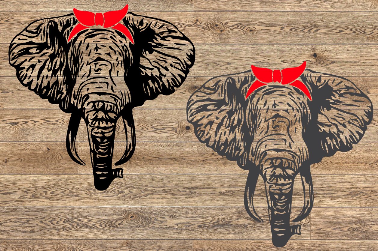 Elephant head Whit Bandana SVG Trunk Wildlife boho 1248s (211600 ...