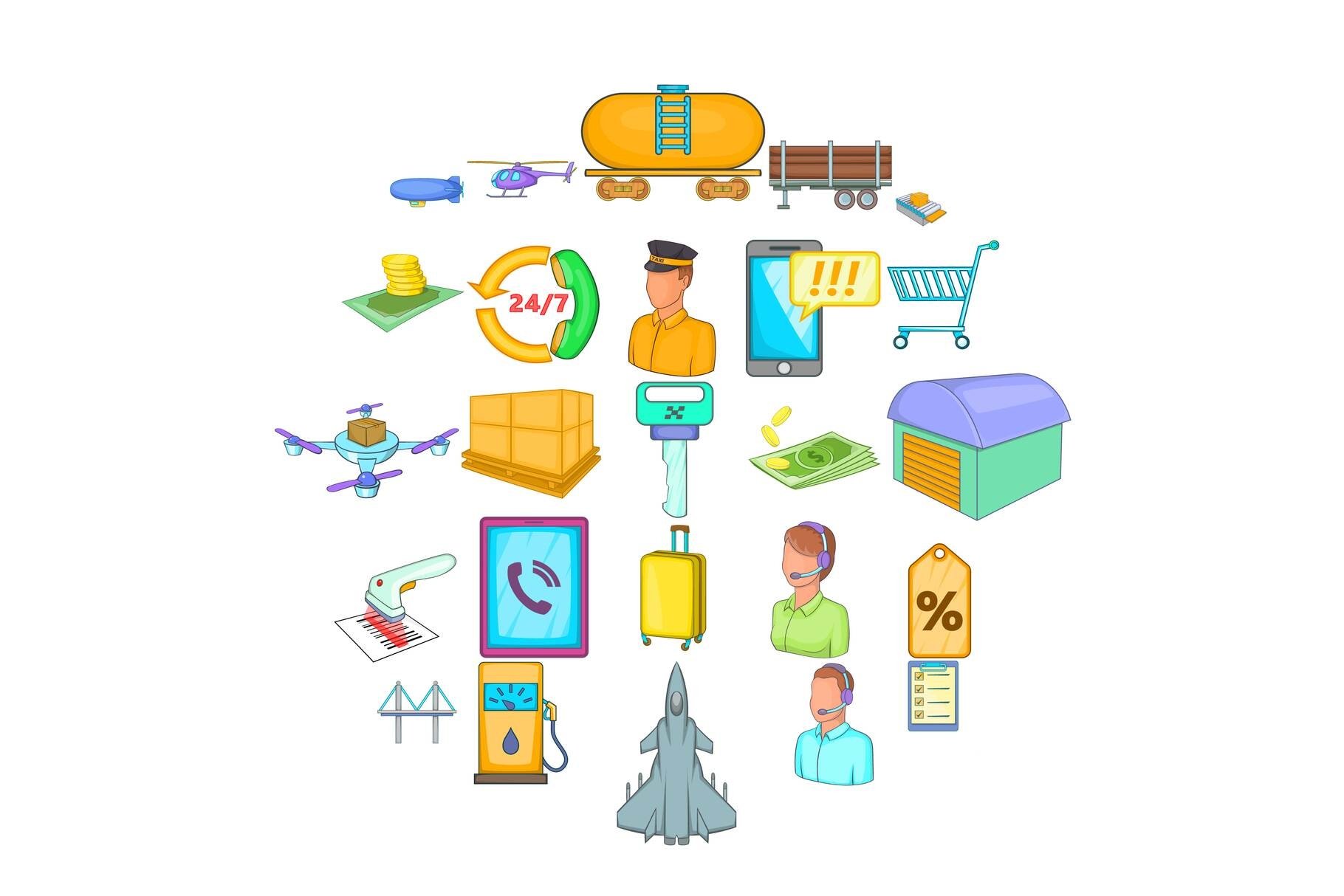 Delivery note icons set, cartoon style (504739) | Icons | Design Bundles