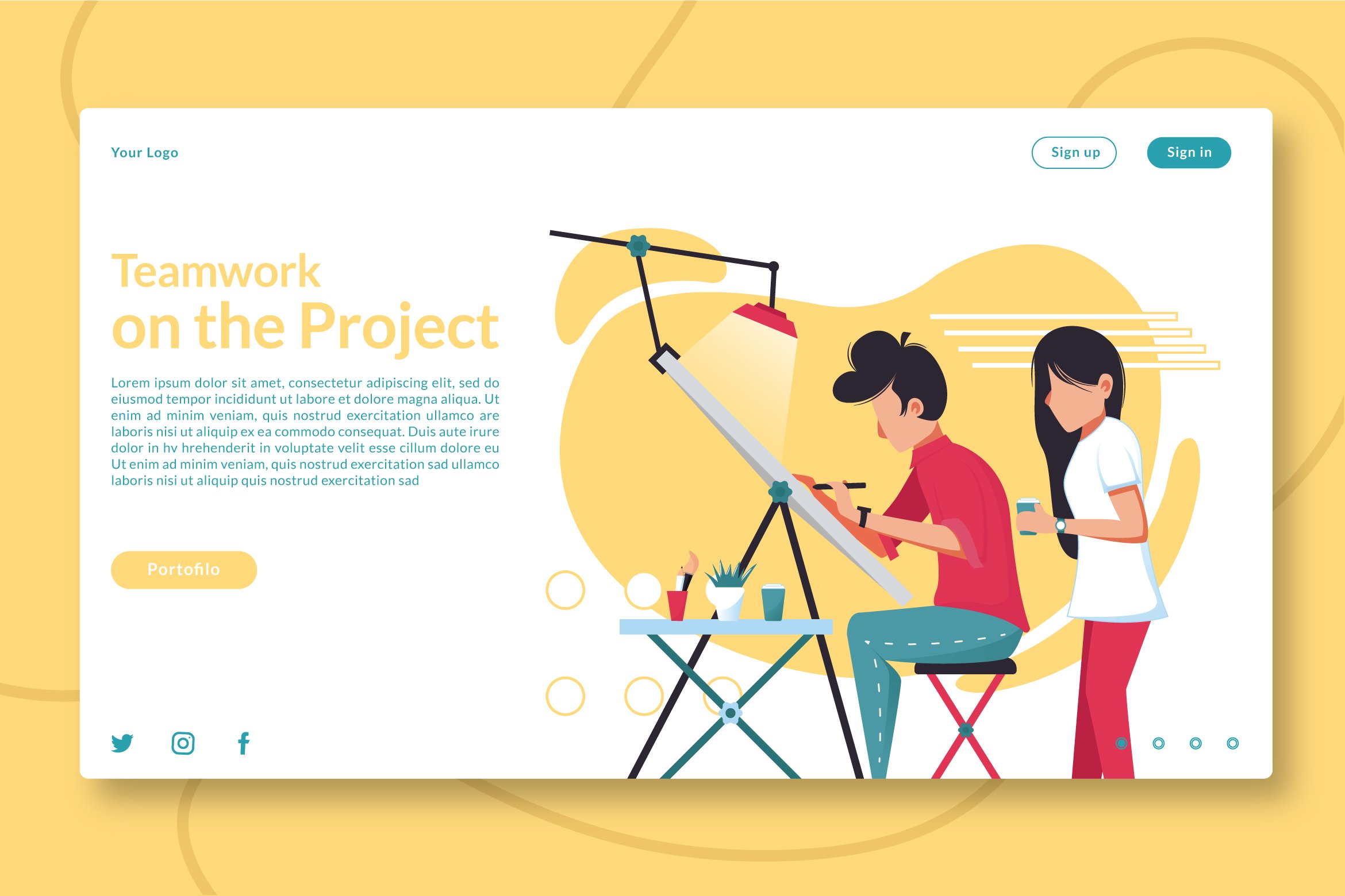 Teamwork on the Project Landing Page (965710) | Illustrations | Design ...