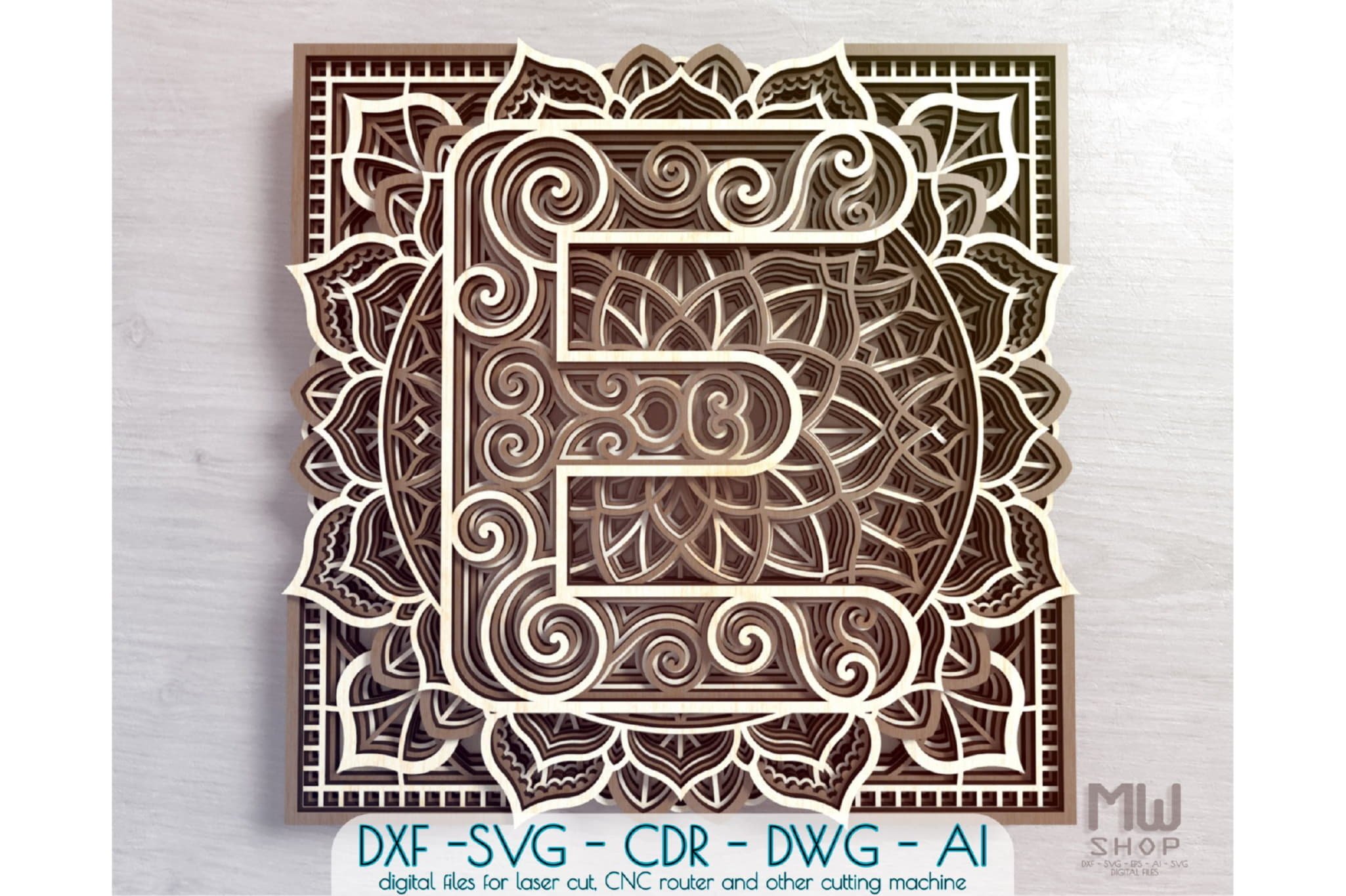 Mandala Letter E, Alphabet letter E pattern, Letter E SVG (580170 ...