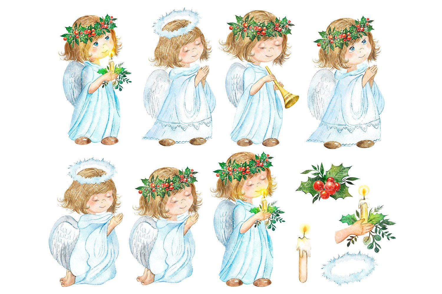 Christmas angel watercolor clipart. Angel girl, religion (1060198 ...