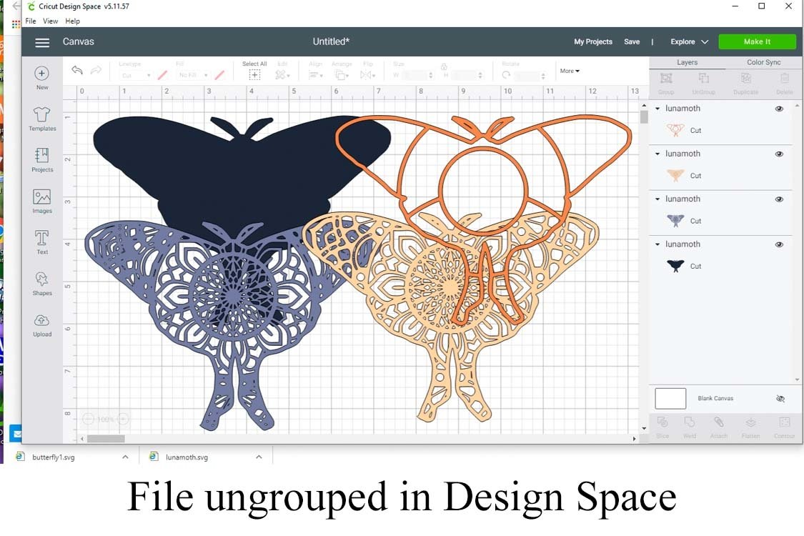 Mandala Layered Luna Moth SVG and PNG - 4 Layers (805852) | Paper ...