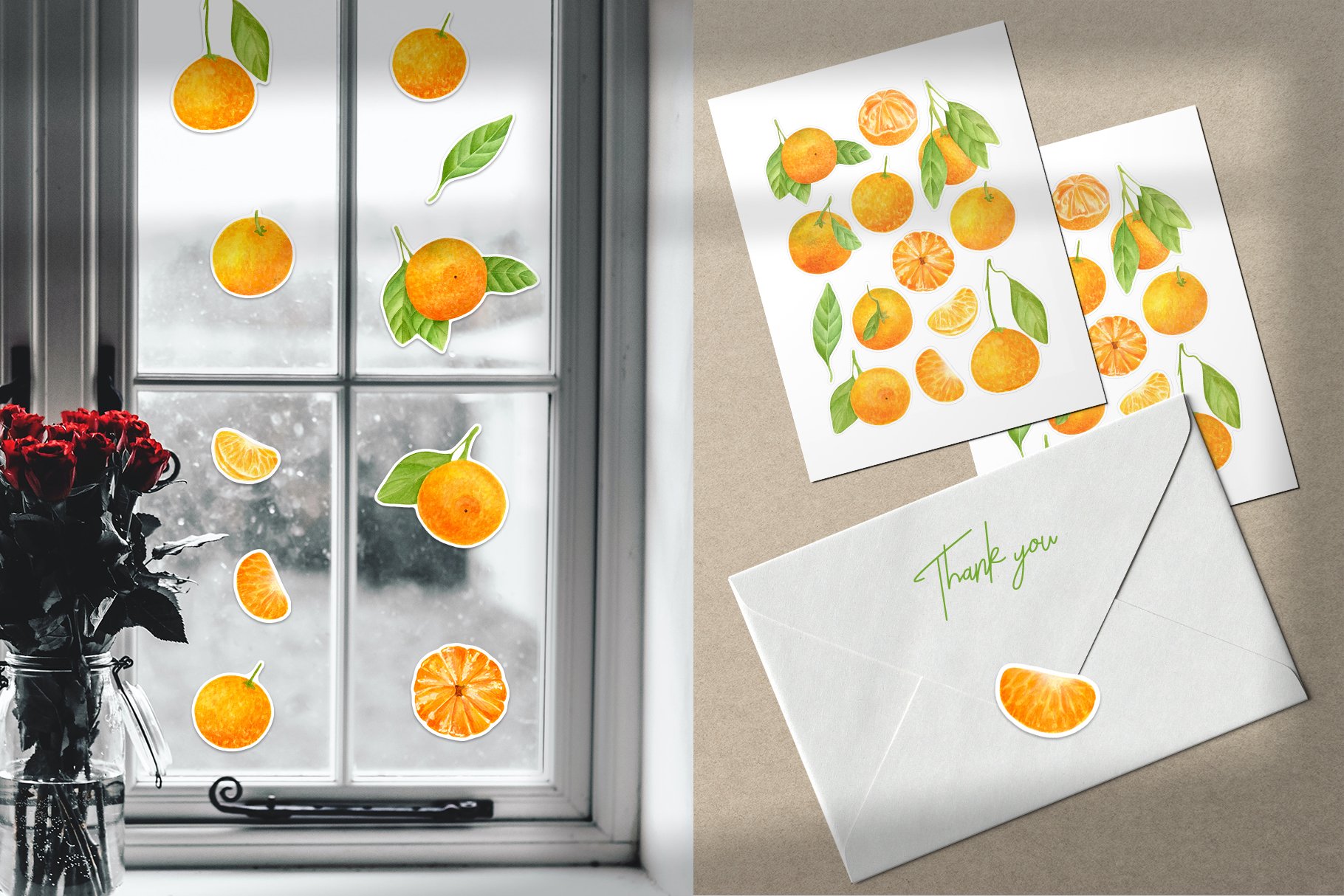 Tangerine Printable Stickers. Watercolor PNG sticker pack (1090912 ...