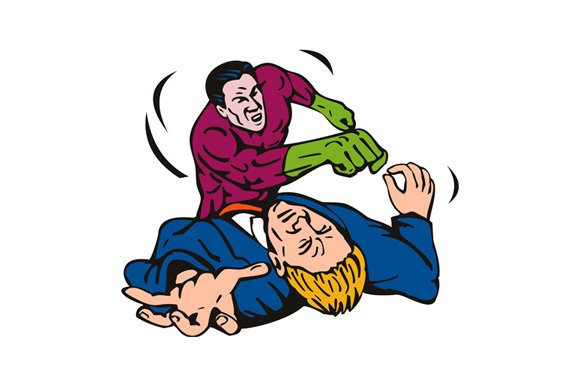 Cartoon Super Hero Running Punching (4524) | Illustrations | Design Bundles