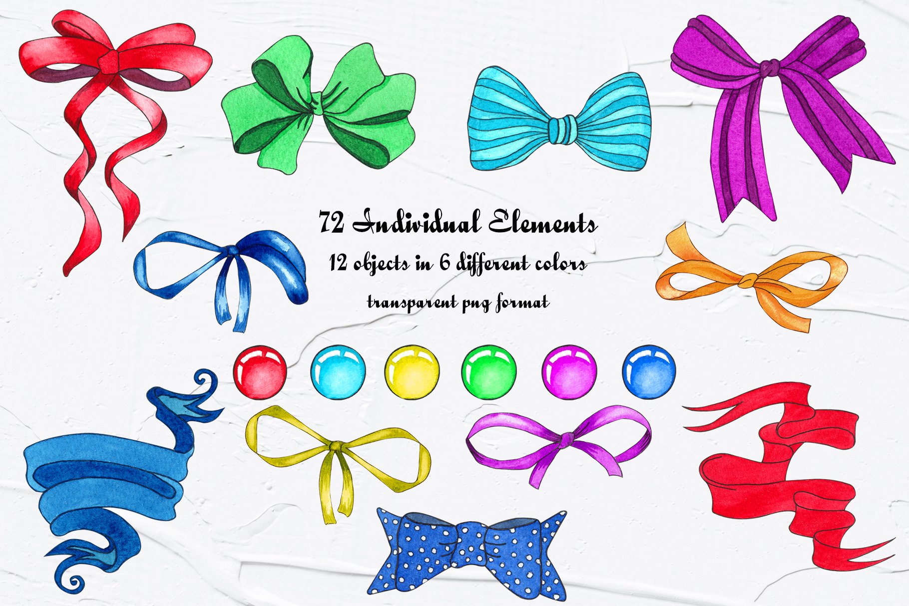 Color Bows Watercolor Clipart (735195) | Illustrations | Design Bundles