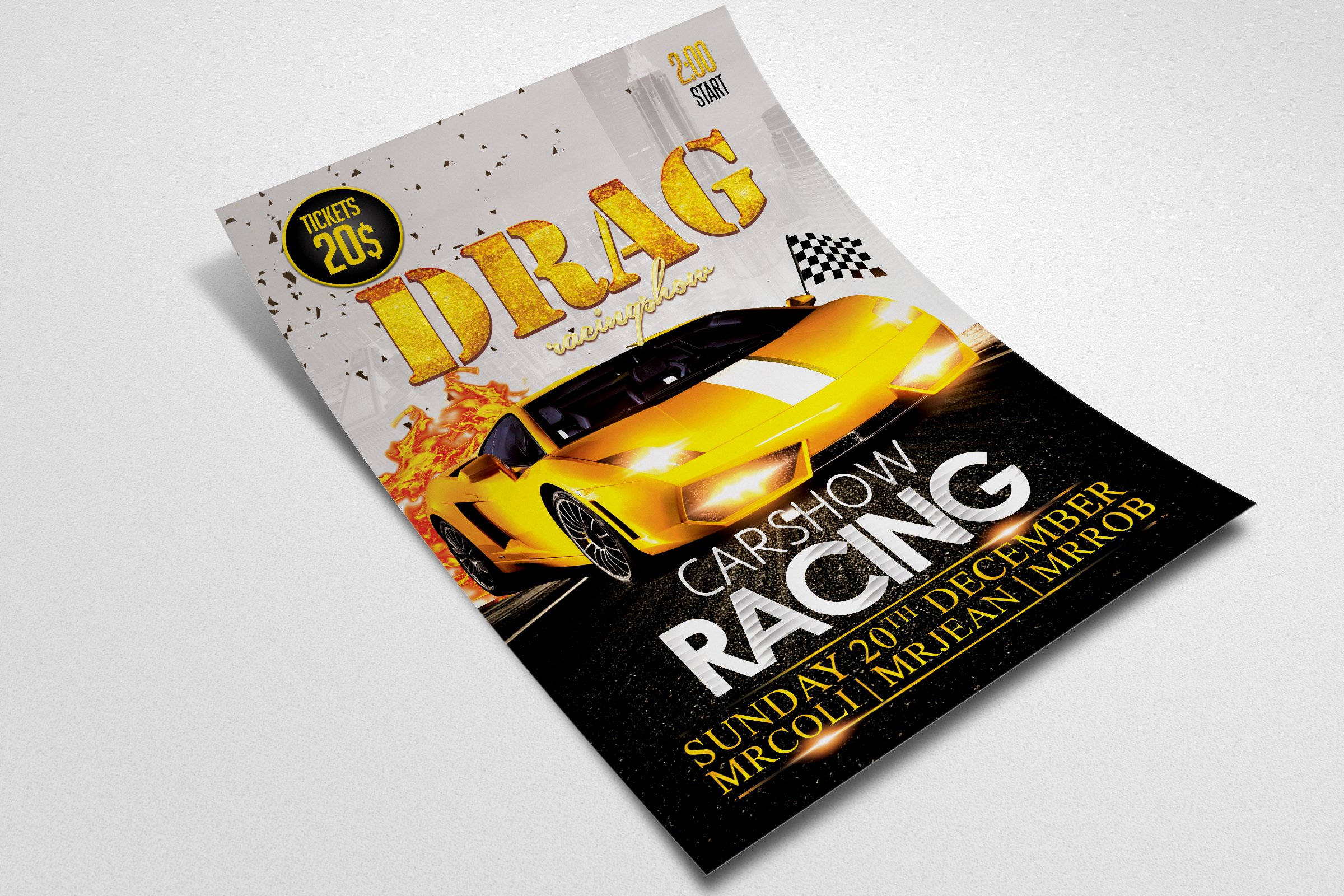Car Drag Racing Flyer (56401) | Flyers | Design Bundles