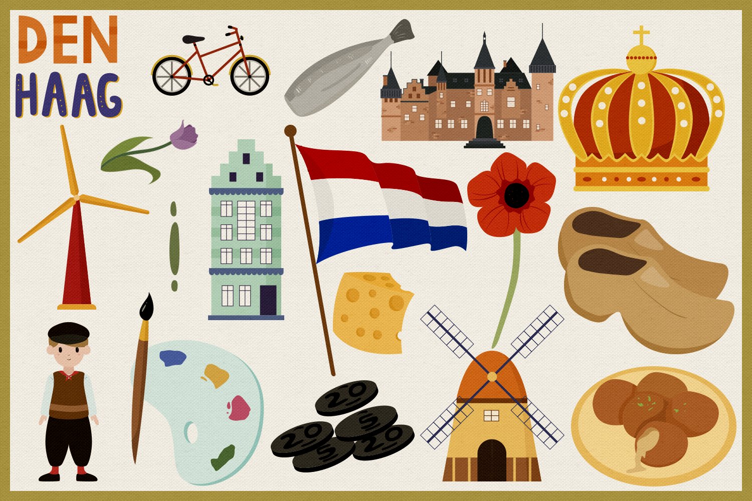 Netherlands Vector Clipart and Seamless Pattern