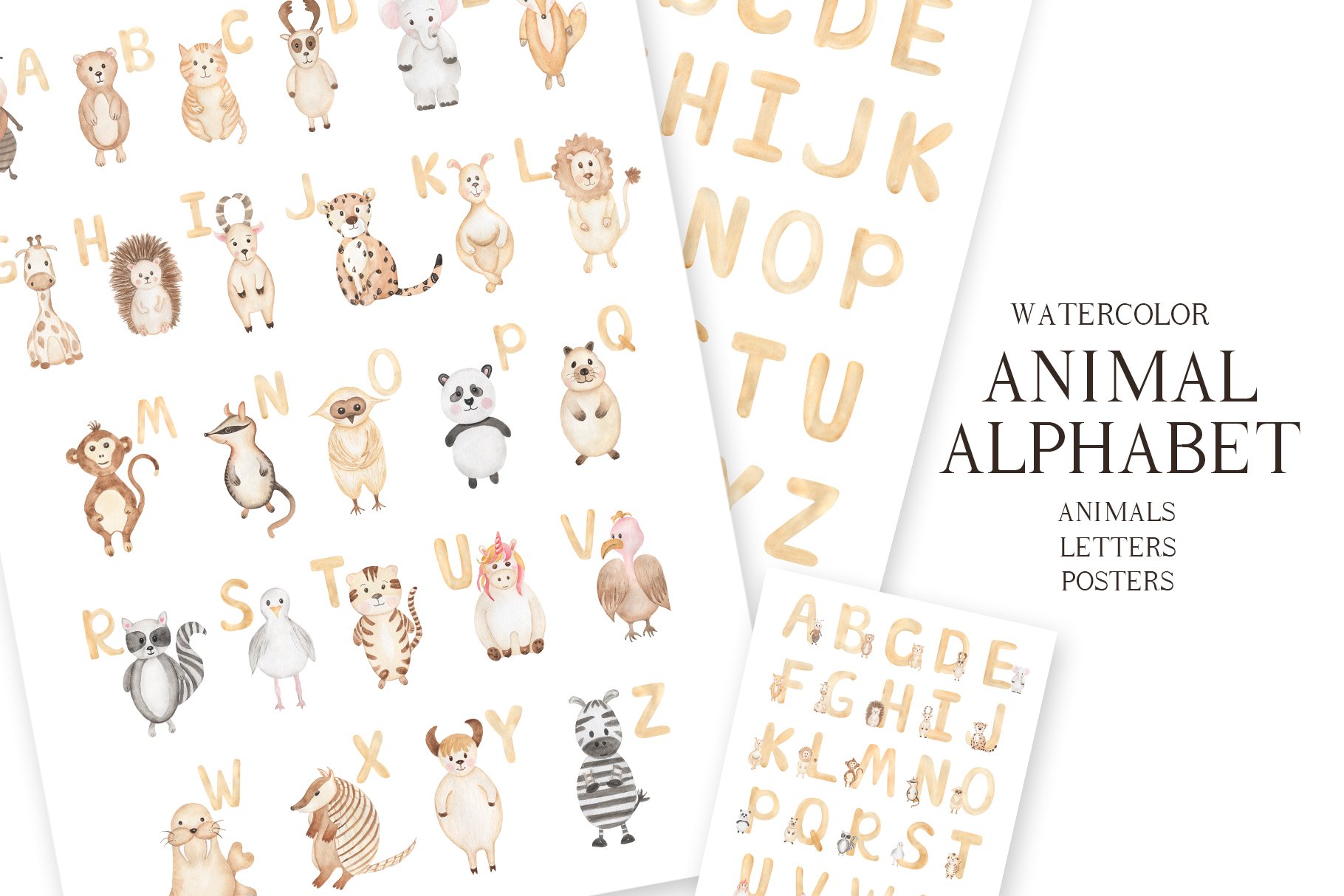Watercolor Animal Alphabet (523368) | Illustrations | Design Bundles