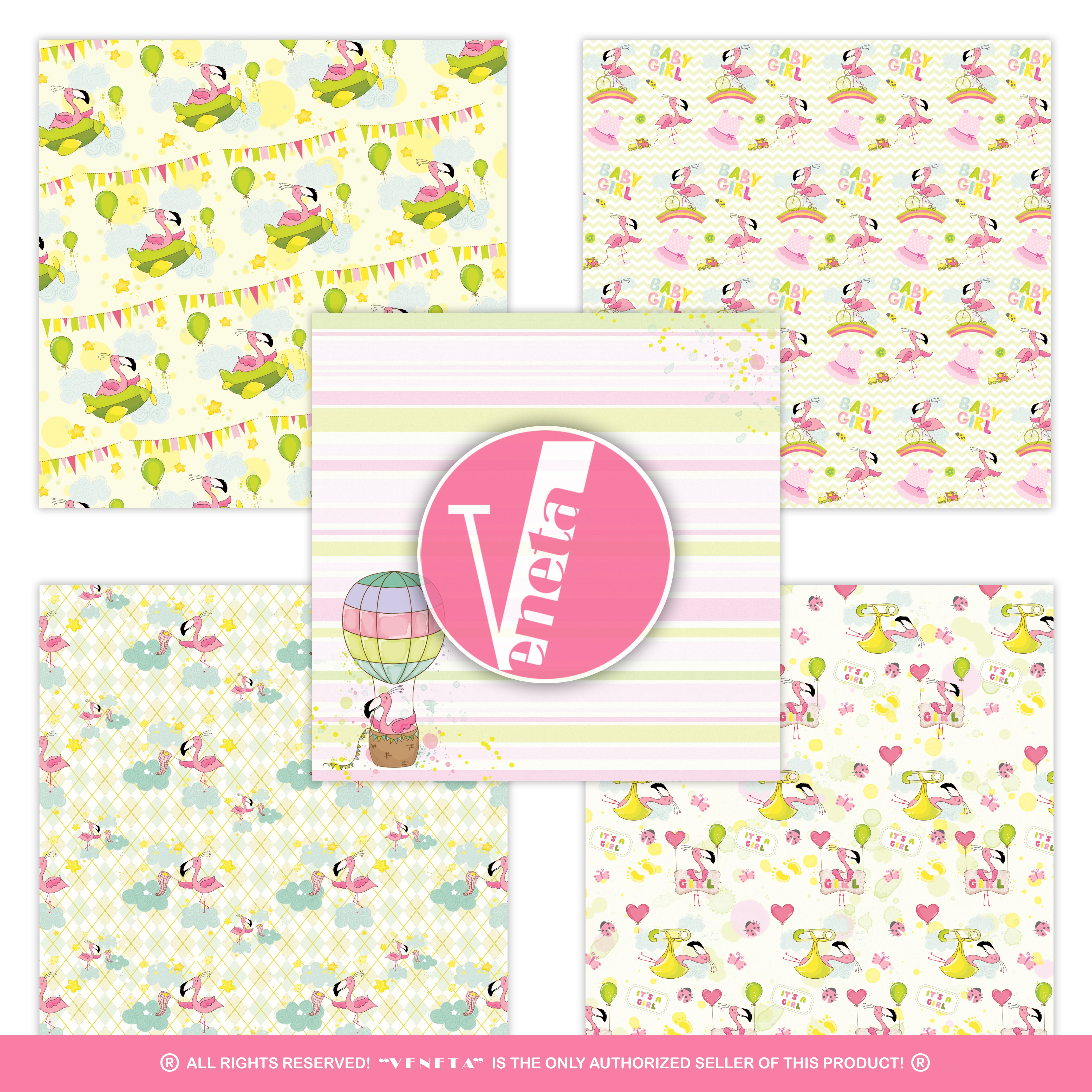 Cute Pink Flamingo Digital Paper Pack Instant Download Printable Hot ...