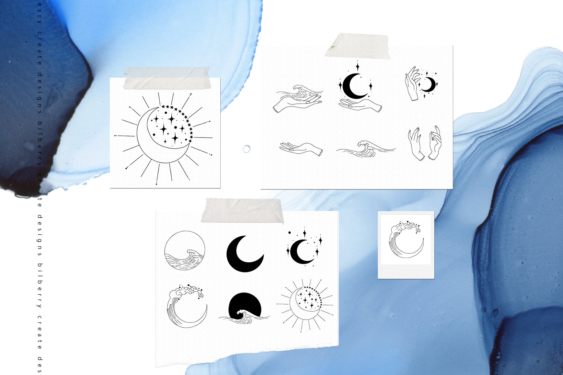 Deep Blue Moon ink texture (694182) | Textures | Design Bundles
