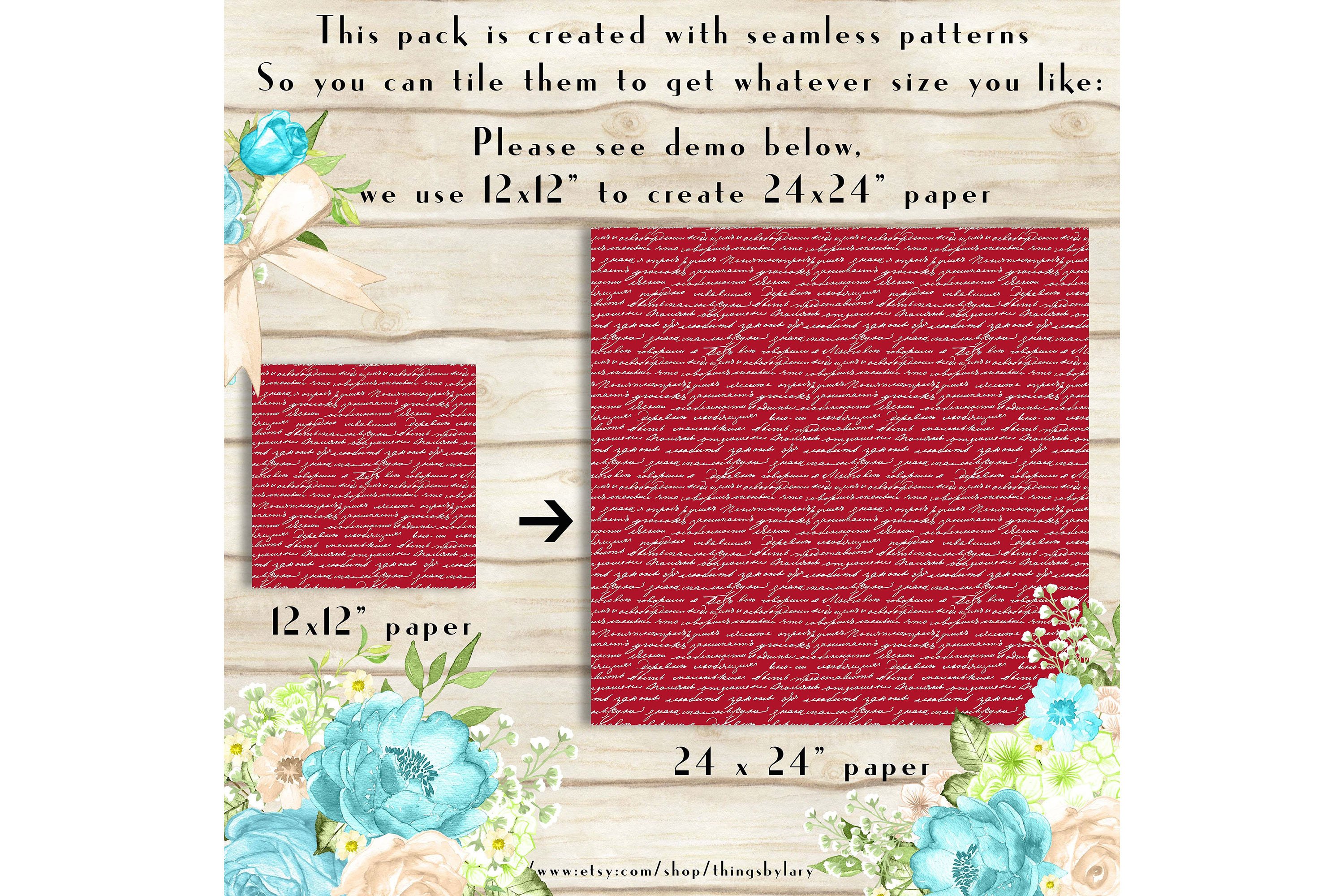 100 Seamless Handwriting Pattern Digital Papers 12 x 12 inch (131325 ...