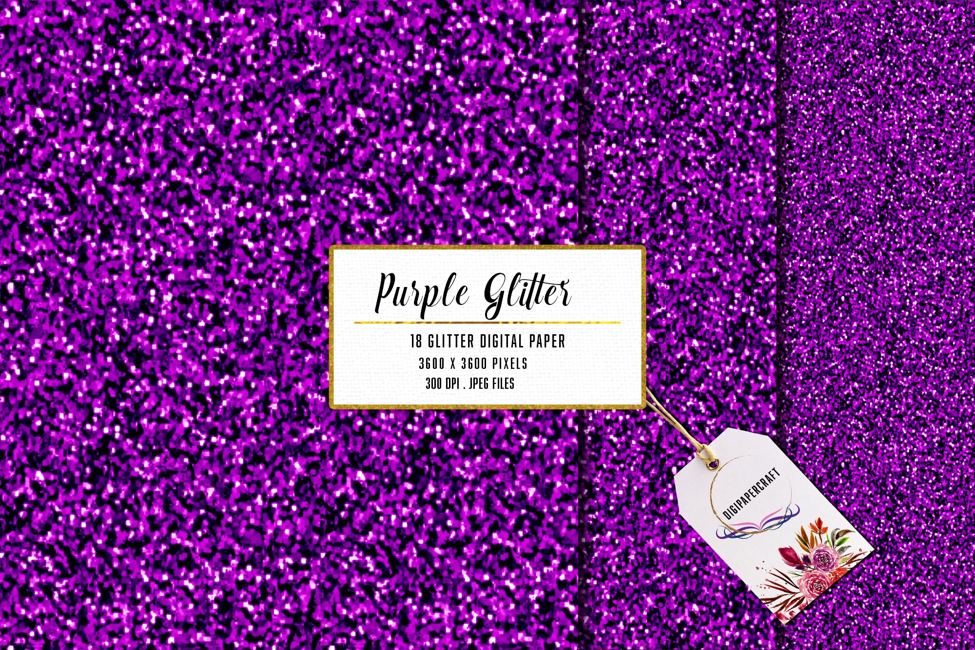 18 Luxury Purple Glitter Metallics. Sparkling Paper Set (608958 ...