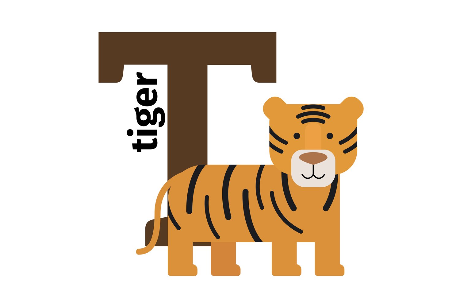 English animals zoo alphabet letter T (831264) | Illustrations | Design ...