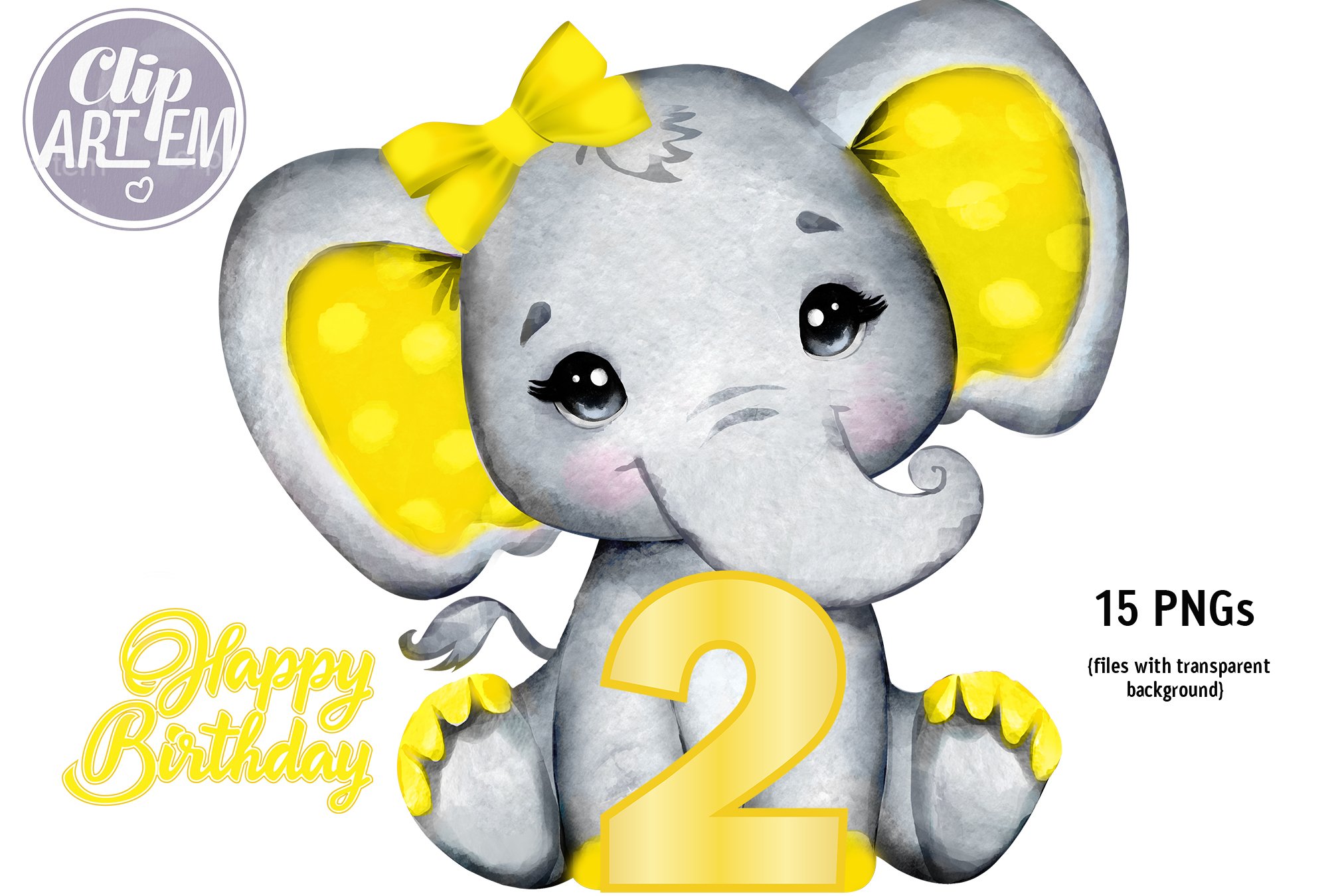 Yellow Baby Elephant Clip Art