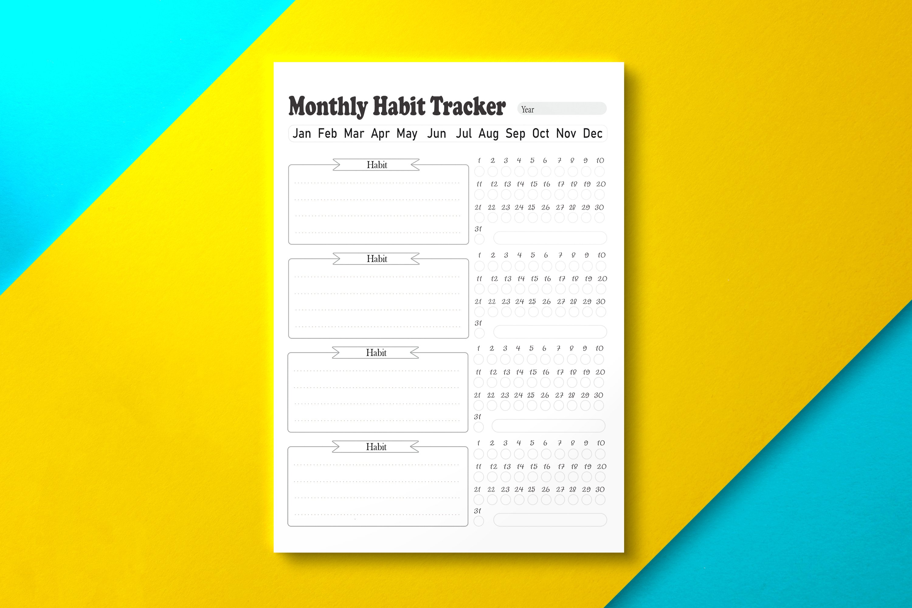 Monthly Habit Tracker (1295044) | Printables | Design Bundles