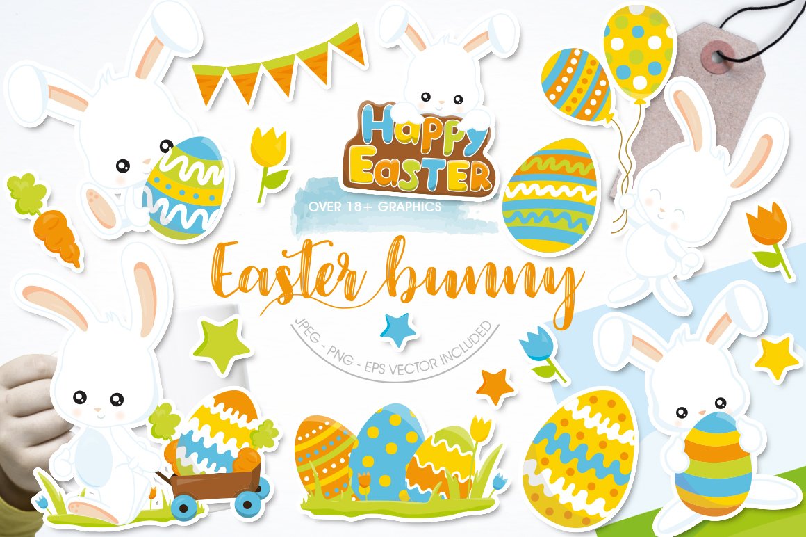 Easter Bunny graphics and illustrations, vector