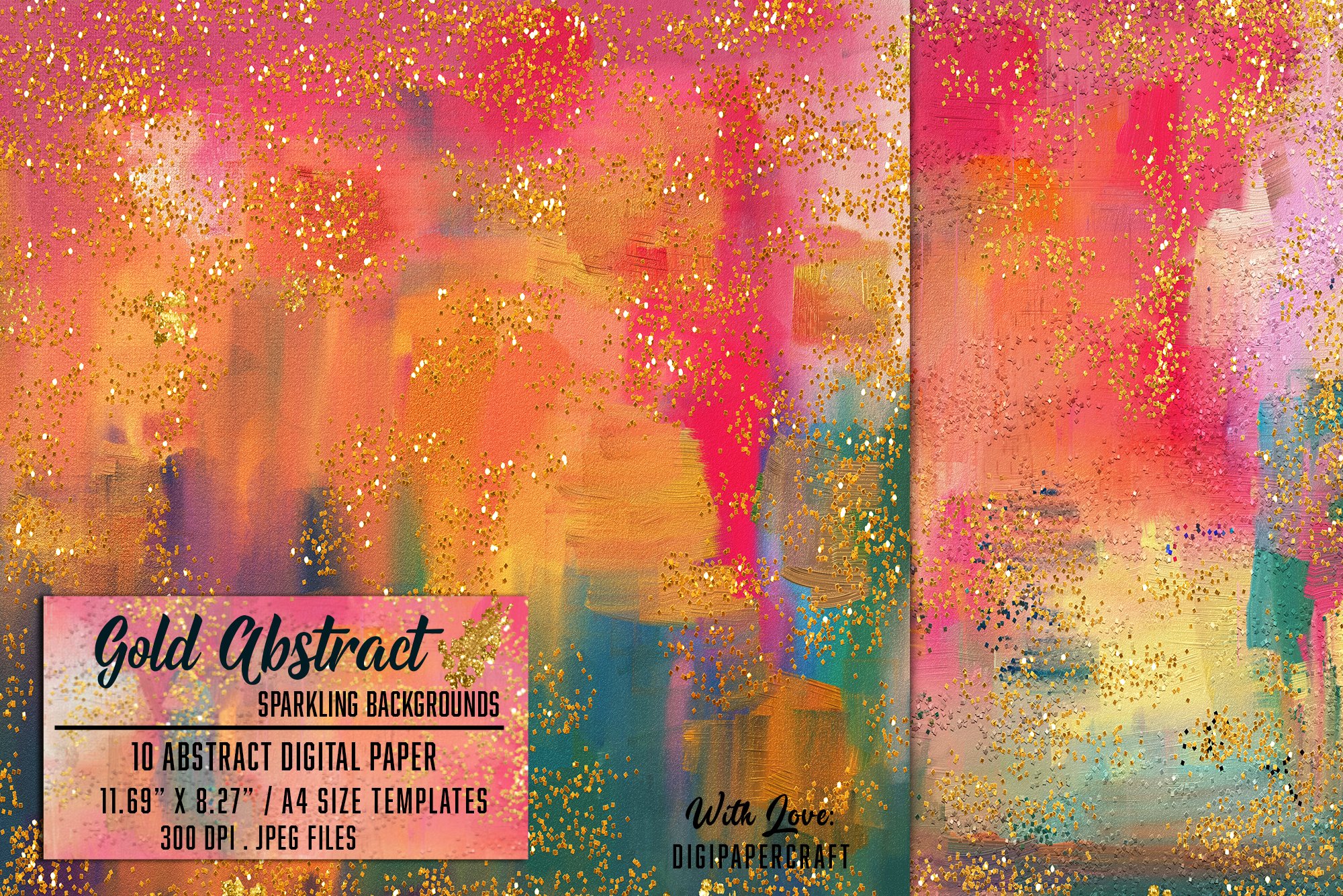 Gold Acrylic Abstract Art, Digital paper, Paint Textures, (861372 ...