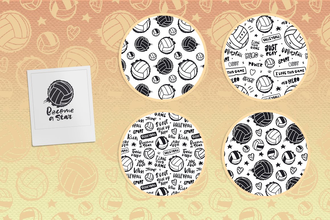 Art Volleyball. Pattern collection. (678154) | Patterns | Design Bundles