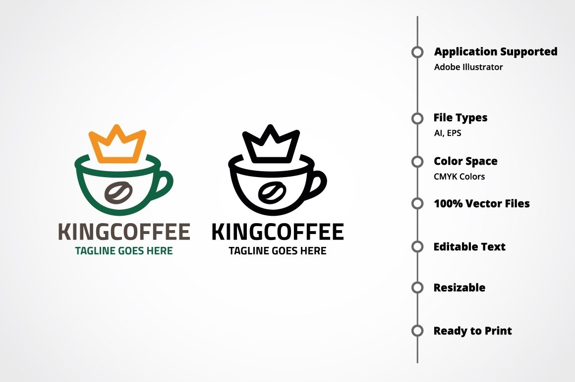 King Coffee Logo (675803) | Logos | Design Bundles