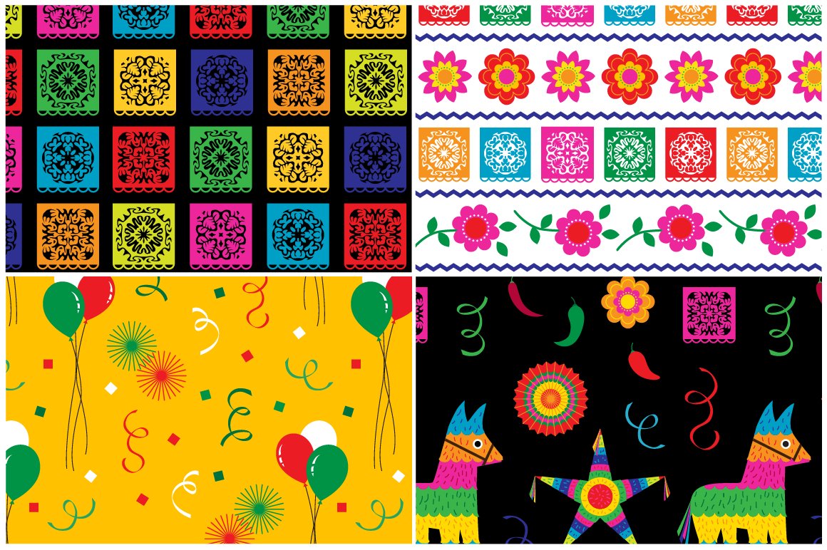 Cinco De Mayo Seamless Patterns (556239) | Patterns | Design Bundles